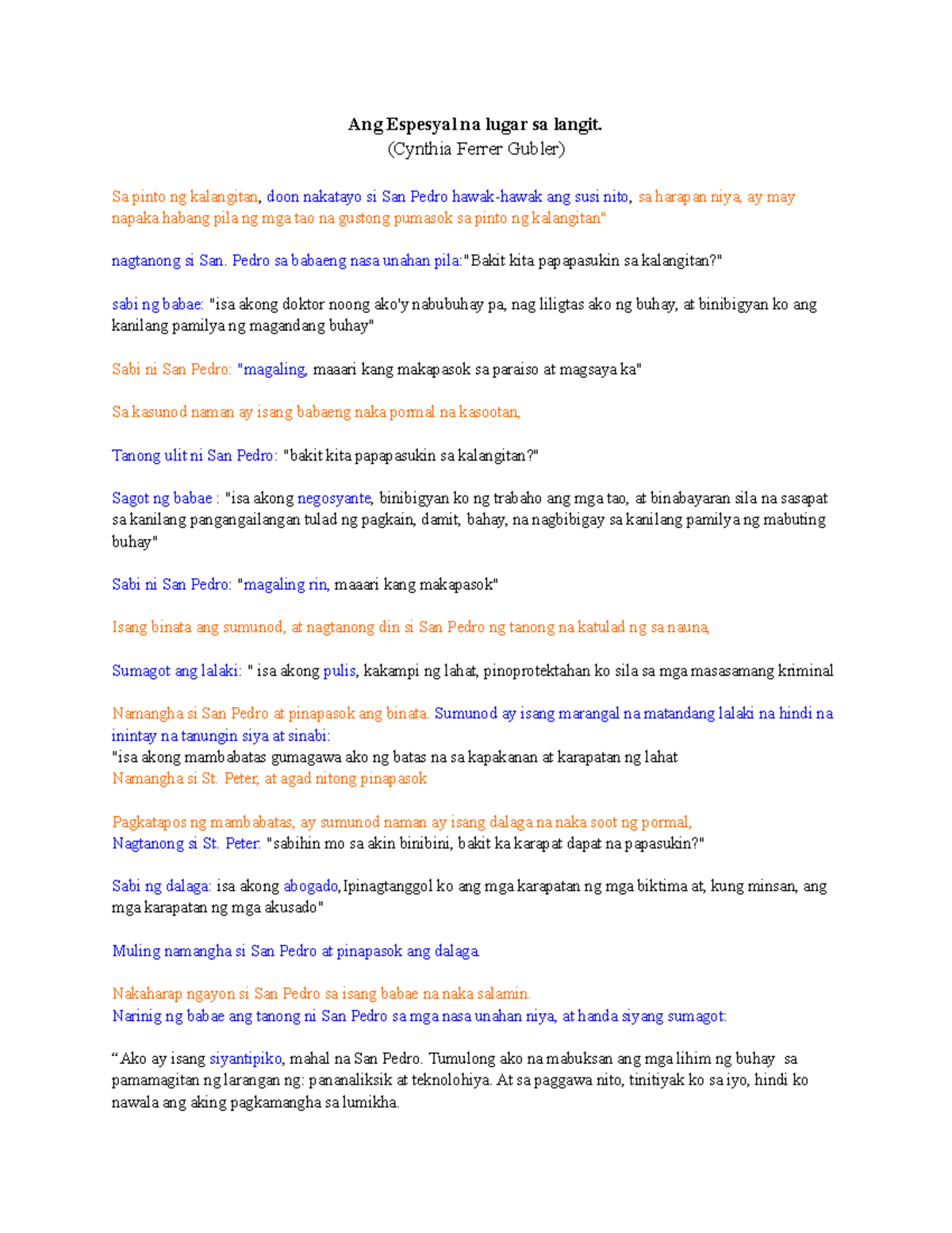 Their Special place in heaven - Ang Espesyal na lugar sa langit ...