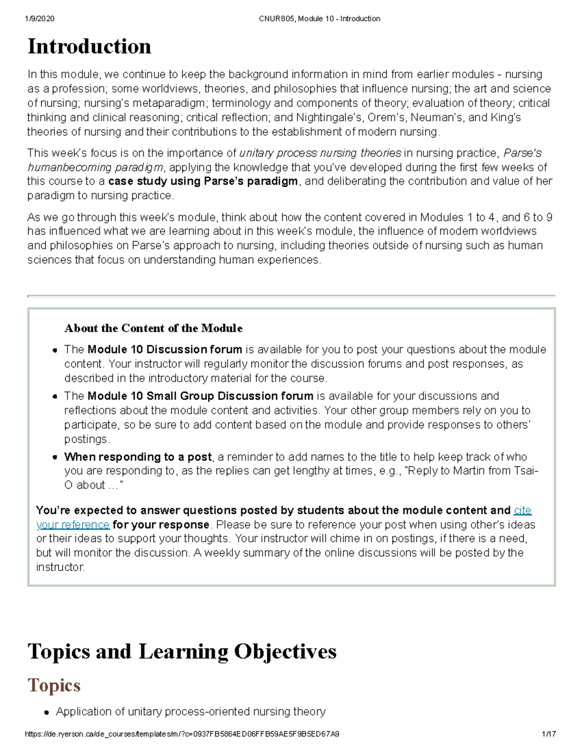 CNUR805, Module 10 - Introduction - Introduction In this module, we ...