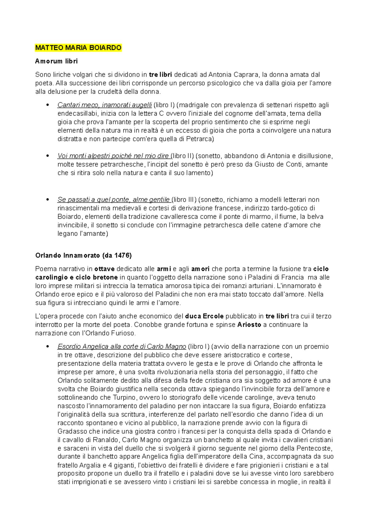 Matteo Maria Boiardo: Amorum libri, Orlando Innamorato - MATTEO MARIA ...