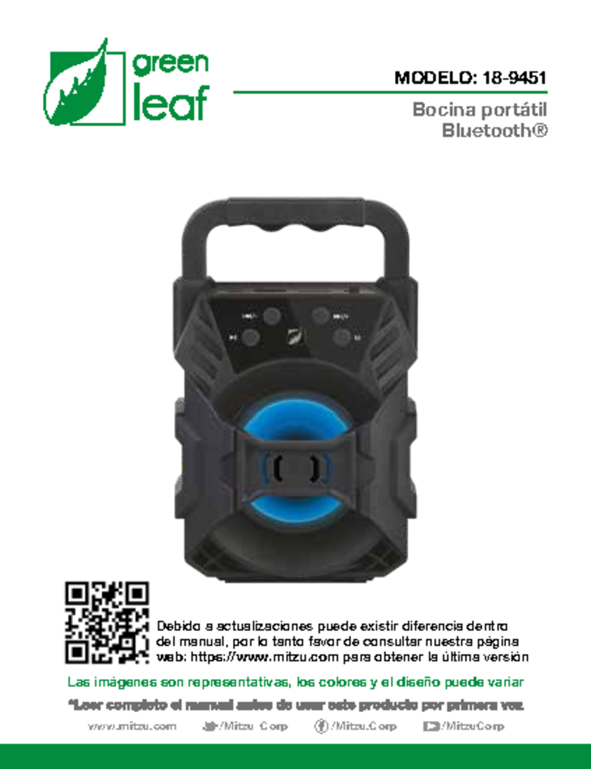 18-9451 Manual - mitzu /Mitzu_Corp /Mitzu /MitzuCorp Debido a actualizaciones puede existir ...