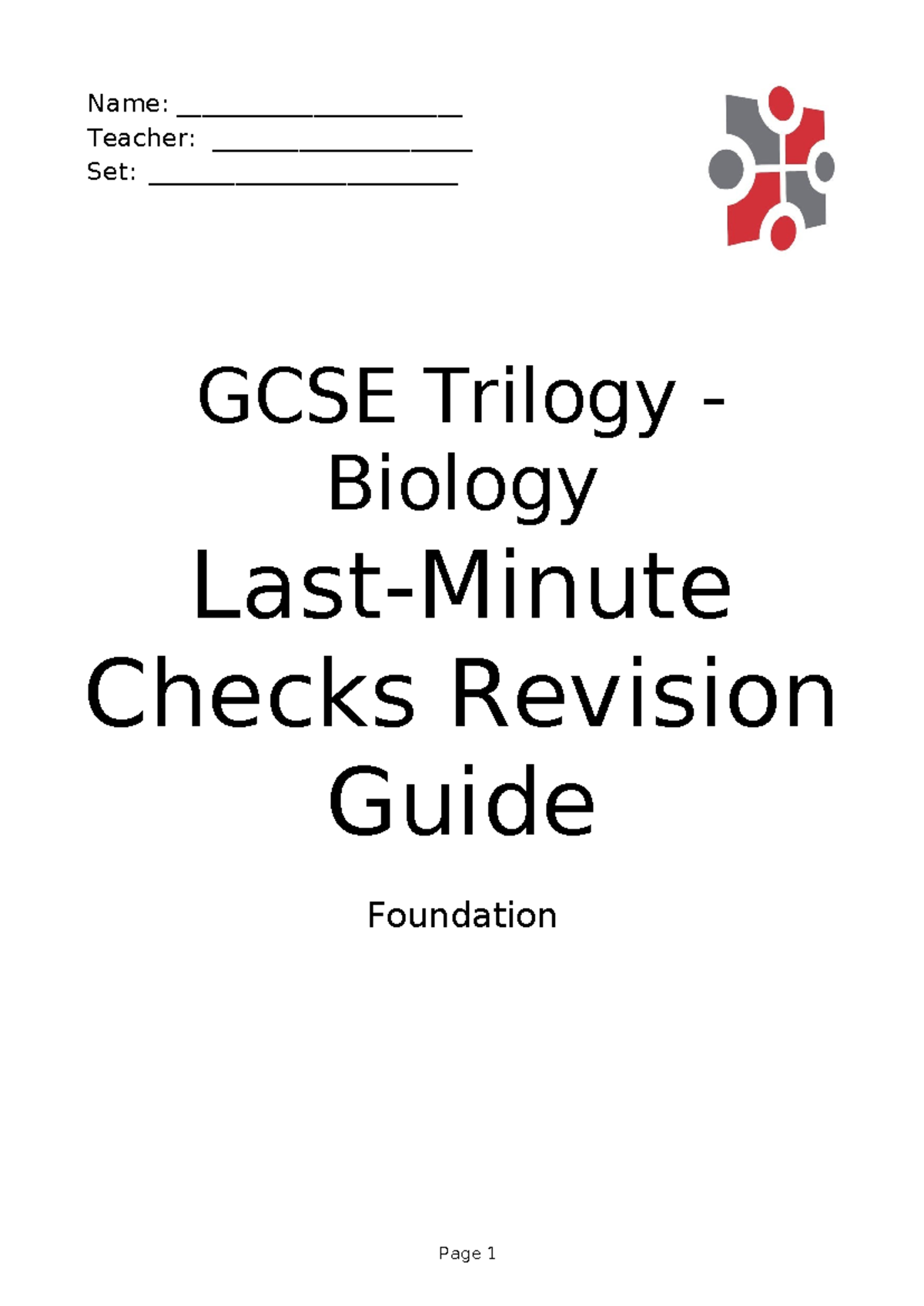Trilogy Last Minute Revision (Foundation) - Name ...
