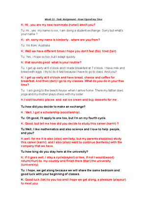 Ingles Rutinas Semana 2 Tarea - Semana 2 - Tarea: Asignación - Mi ...