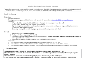Module 4 Classroom Application - Module 4 Classroom Application: Understanding Levels of ...