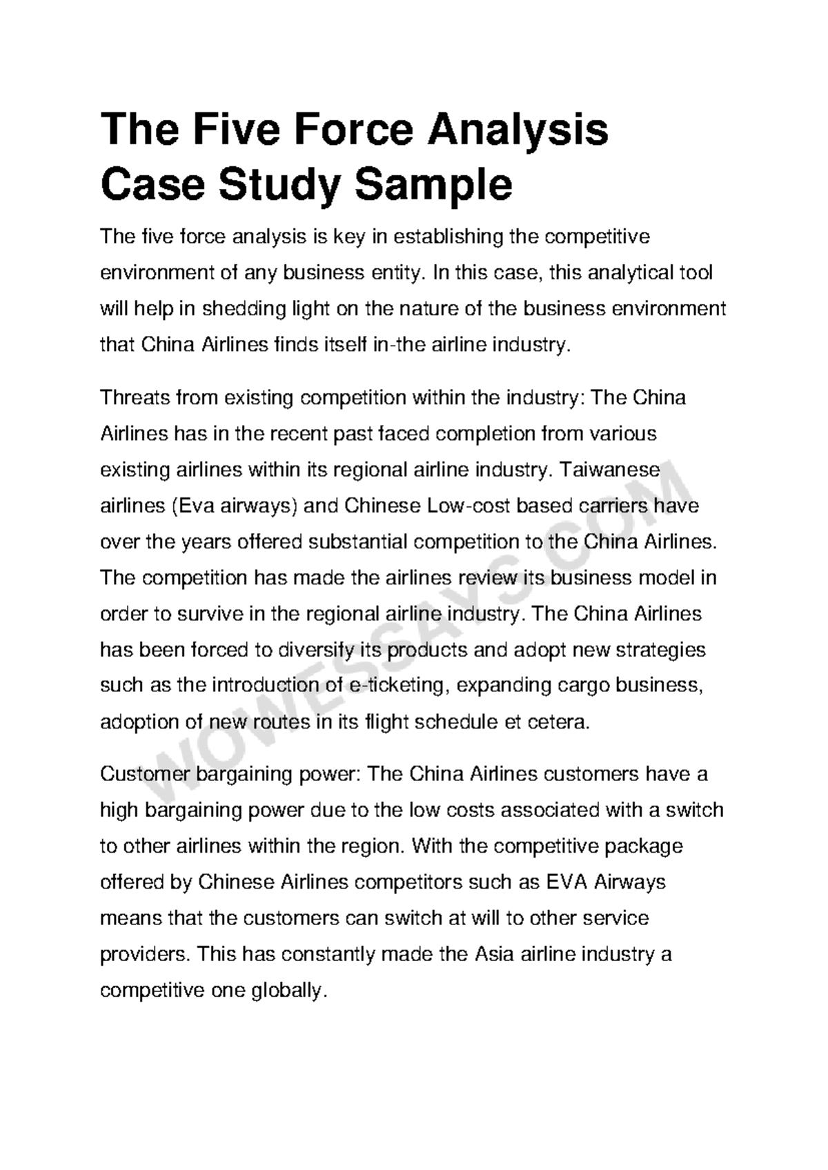 The-five-force-analysis-case-study-sample - The Five Force Analysis ...