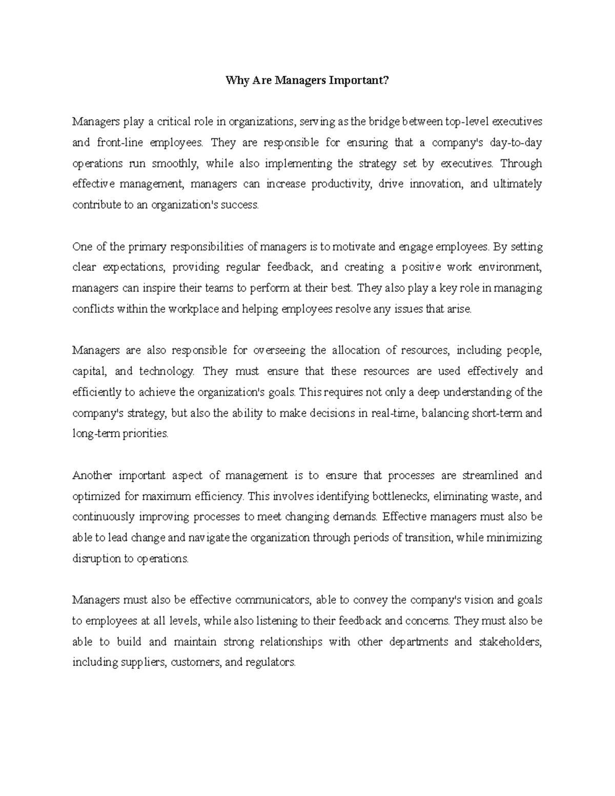 Why Are Managers Important and Managing Entrepreneurial Ventures - Why ...