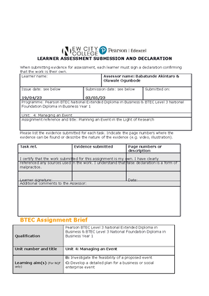 BTEC National Bus Unit2 Preparation Sample - BTEC Level 3 Nationals in ...