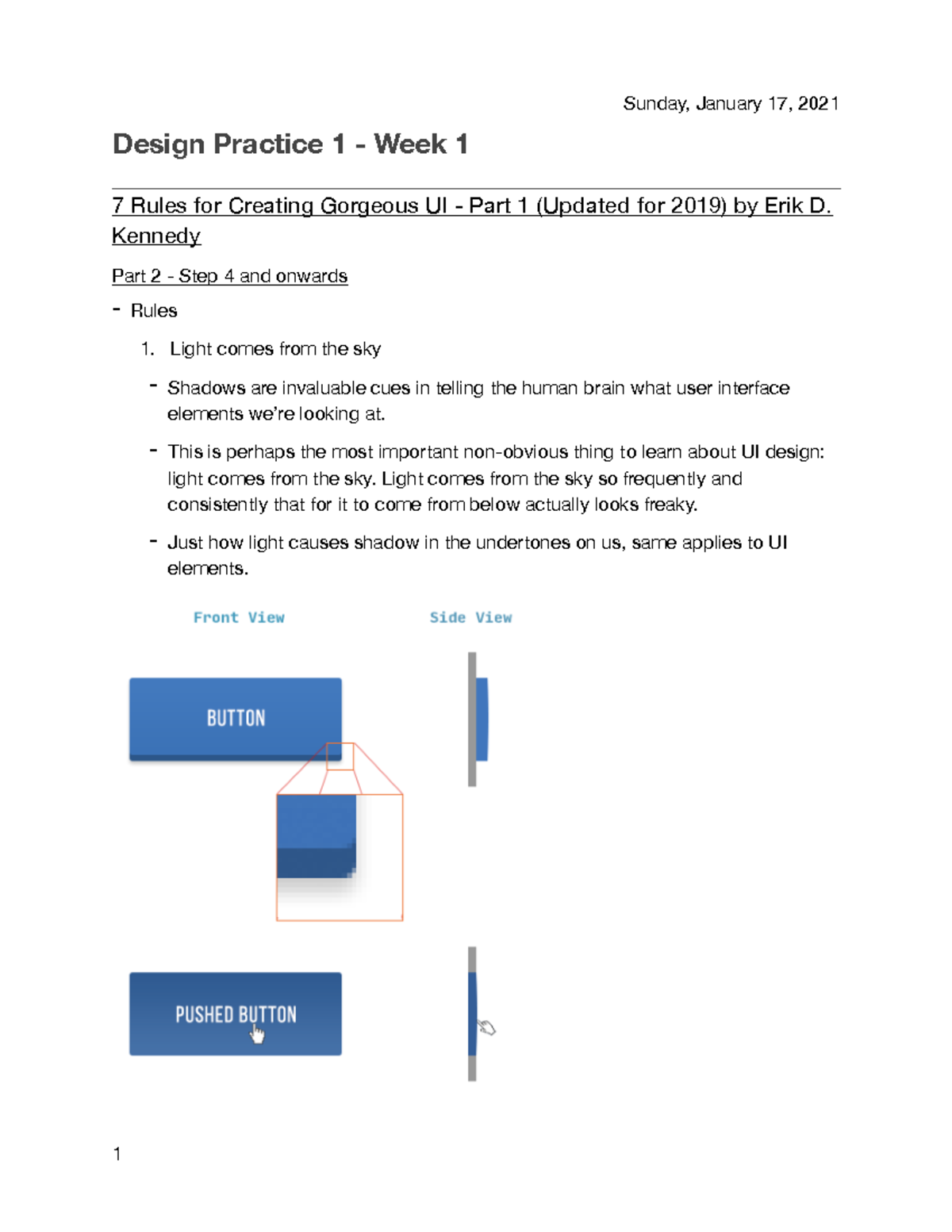 Design Practice Notes - Week 1 - Design Practice 1 - Week 1 7 Rules for ...