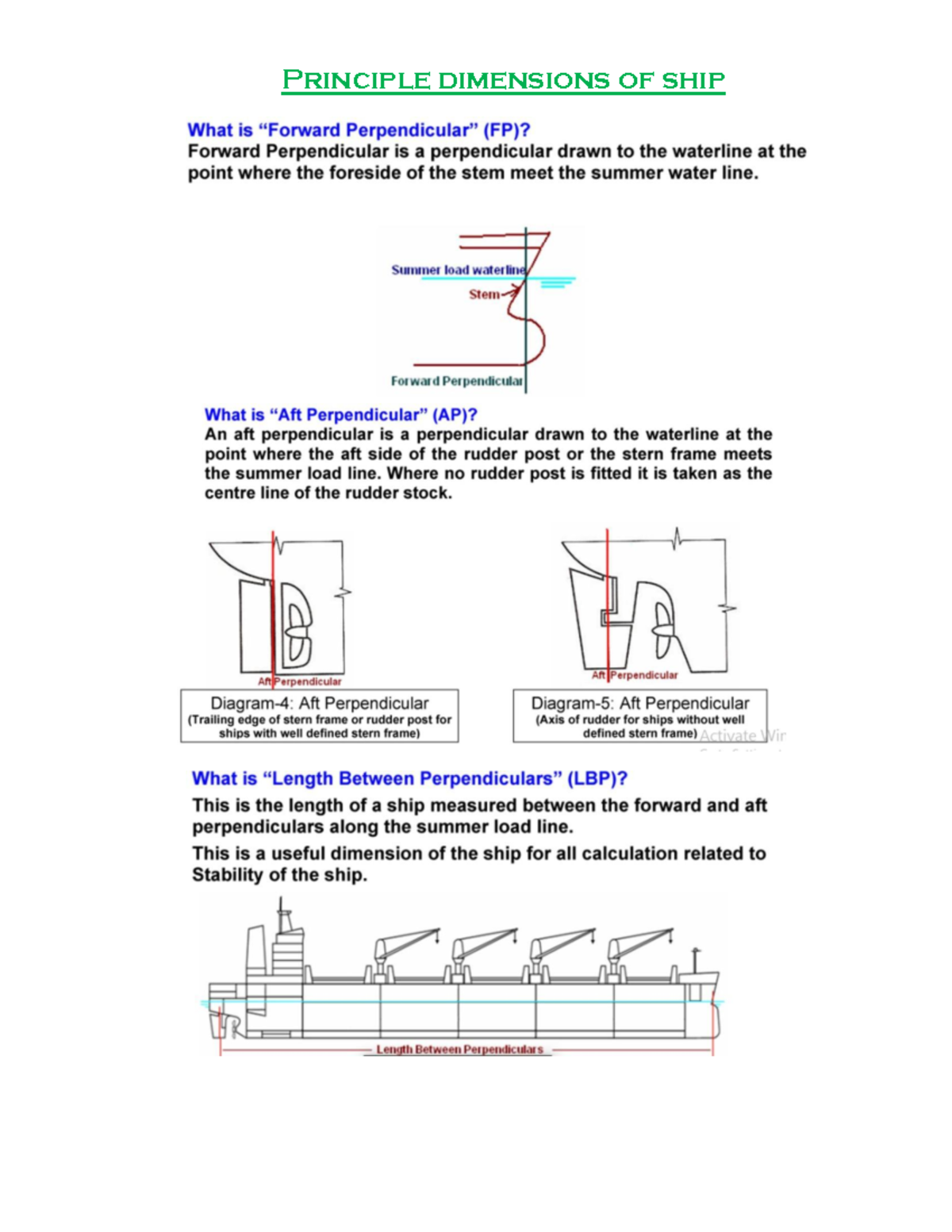 SC Notes - Basic Ship Definitions - Principle dimensions of ship ...