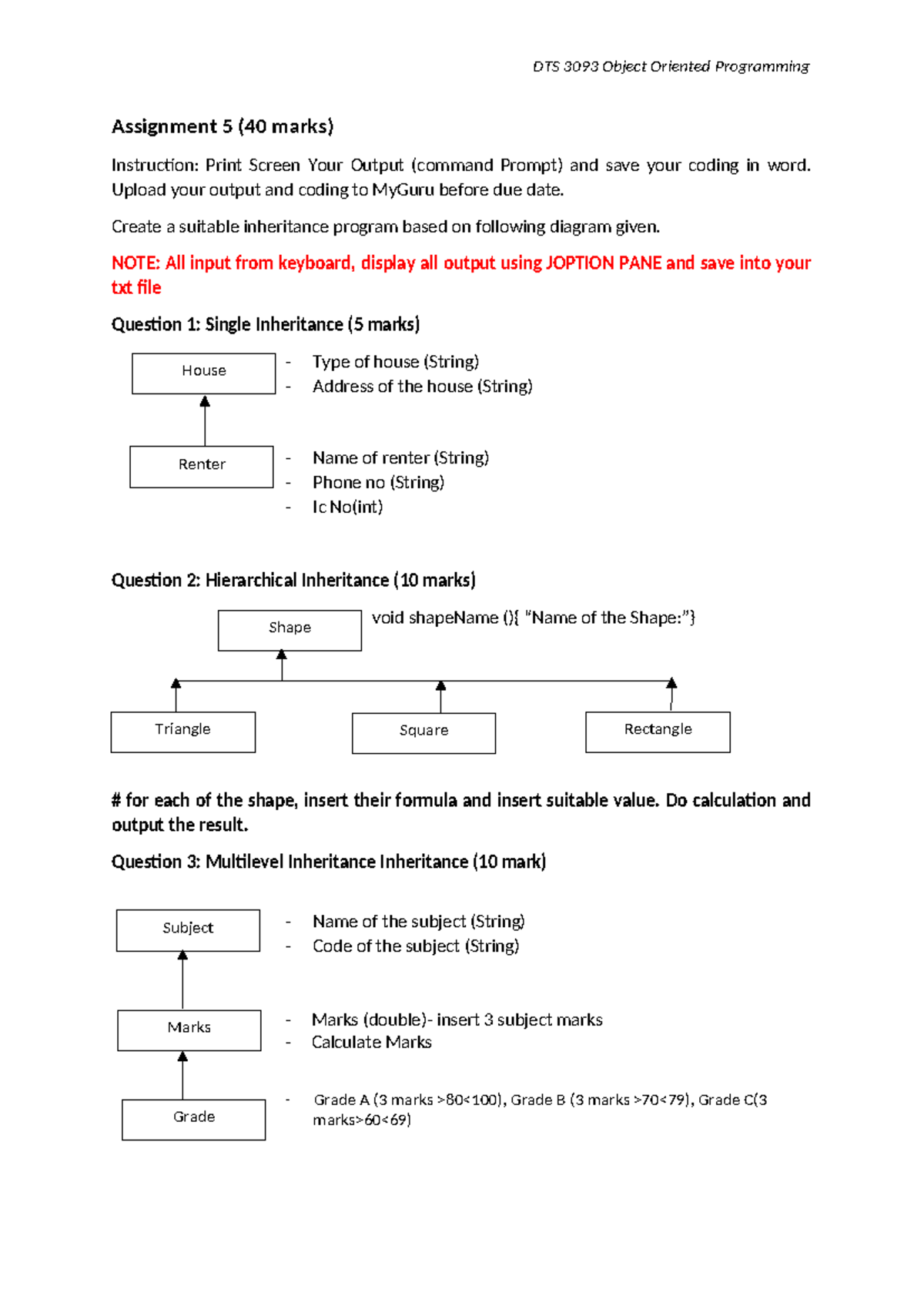 Assignment 5 - DTS 3093 Object Oriented Programming Assignment 5 (40 ...