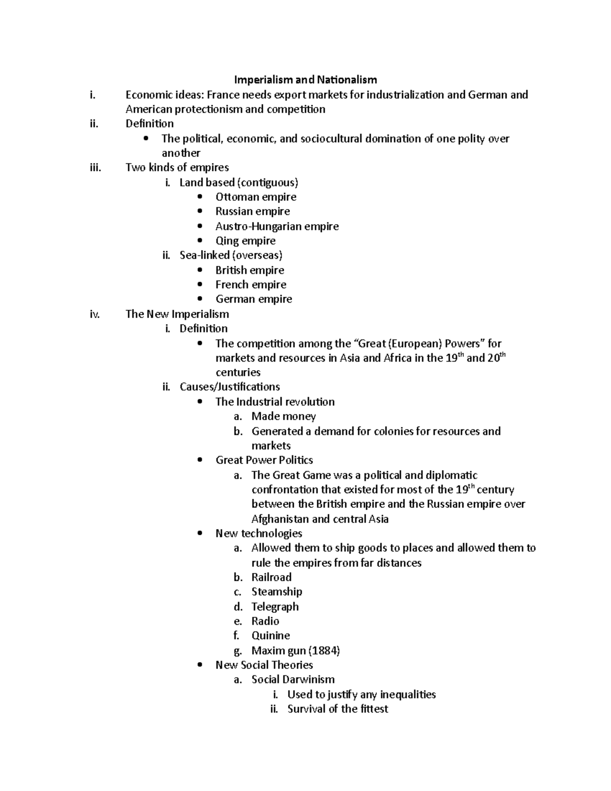 Imperialism and Nationalism - Economic ideas: France needs export ...