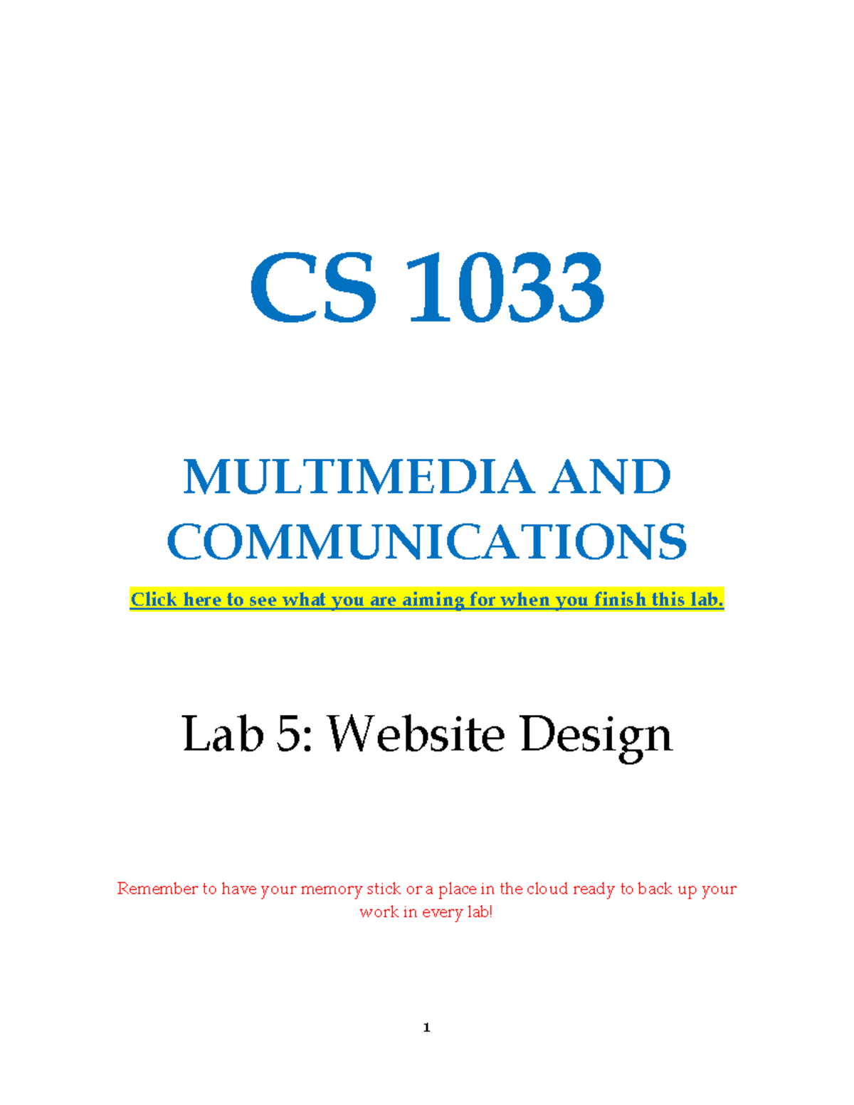 Lab5Windows Version - ,,,, - CS 1033 MULTIMEDIA AND COMMUNICATIONS ...