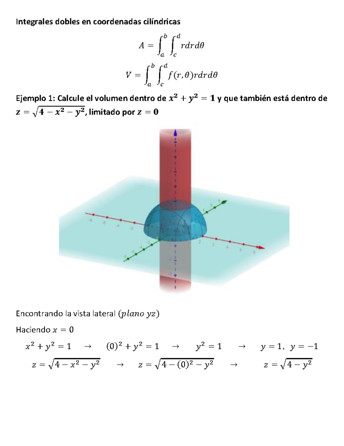 06 Octubre Integrales Dobles En Coordenadas Cilíndricas Integrales
