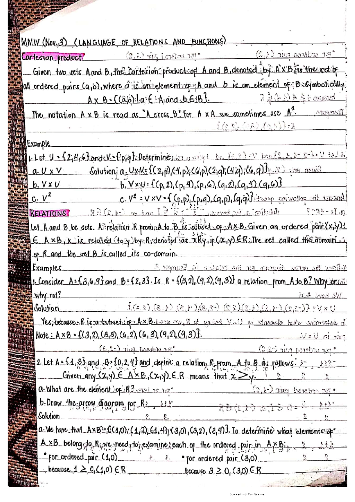MMW Lecture Notes - Language OF Relation AND Function - Mathematics in ...