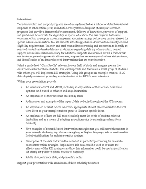 Week 3 Understanding Disability Categories Instructions - Instructions ...