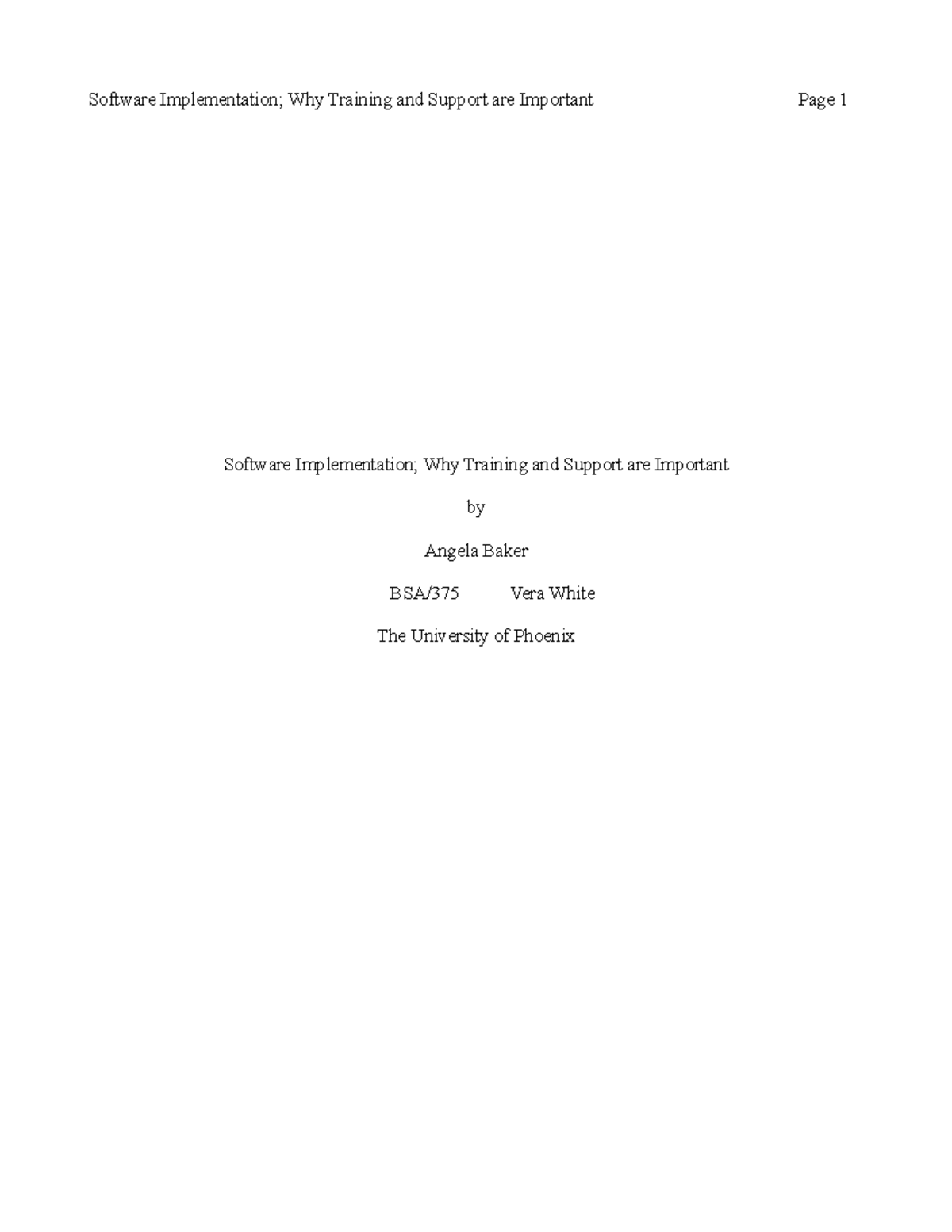 Software Implementation; Why Training and Support are Important ...