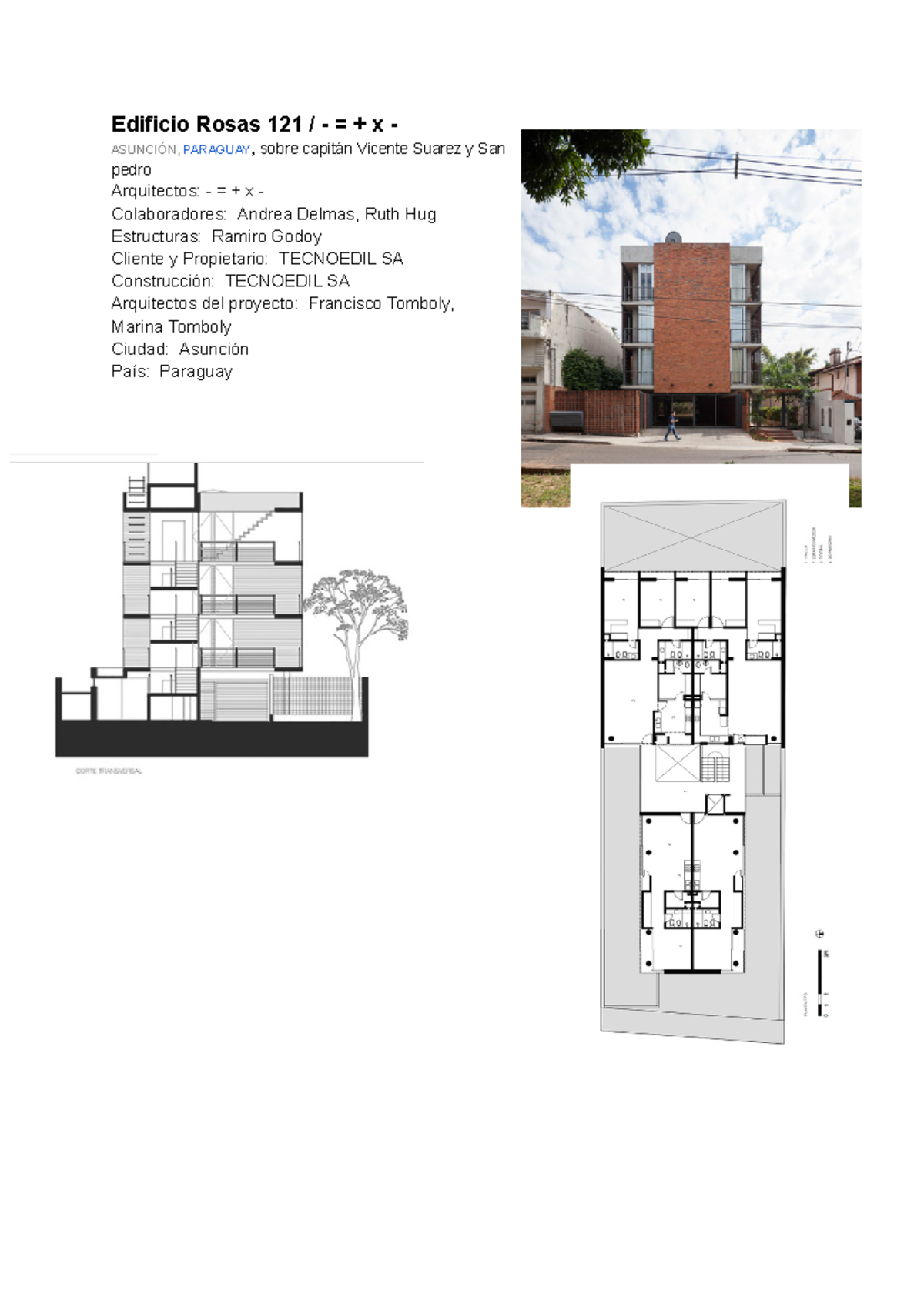 Propuestas critica - Edificio Rosas 121 / - = + x - ASUNCIÓN, PARAGUAY, sobre capitán Vicente ...