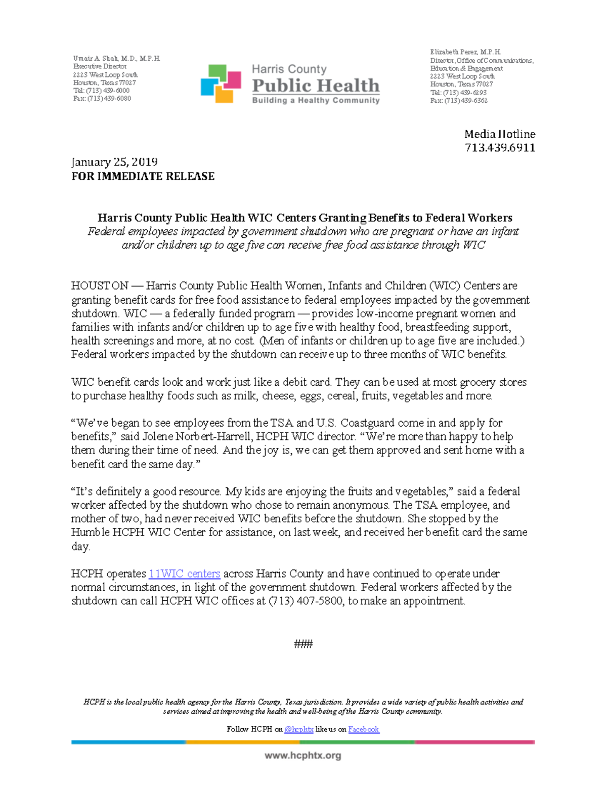 Harris County Public Health Press Releases and ITC Report - HCPH is the ...