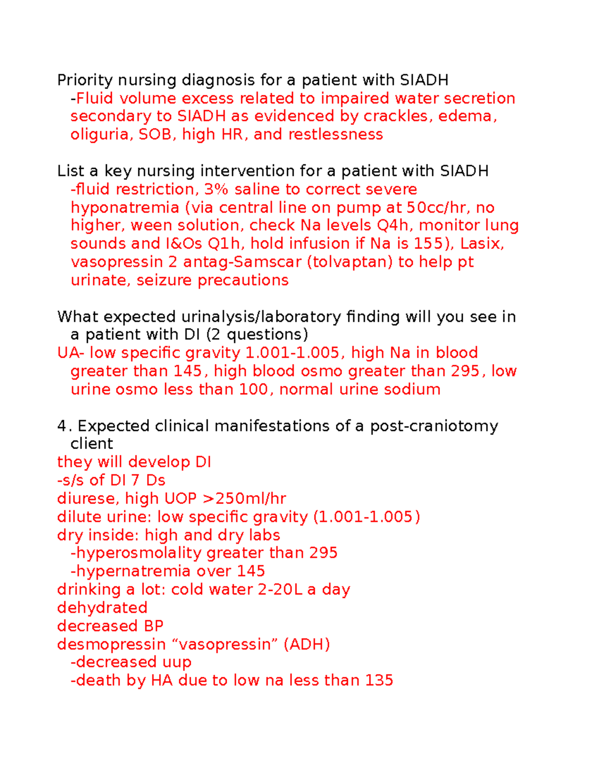 Endocrine 1 blueprint - Priority nursing diagnosis for a patient with ...