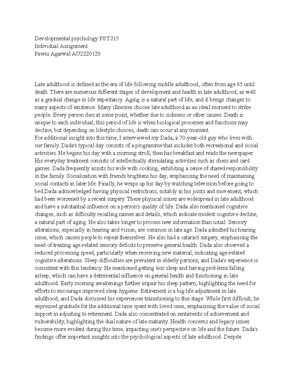 Developmental psychology PSY215 - Developmental psychology PSY ...