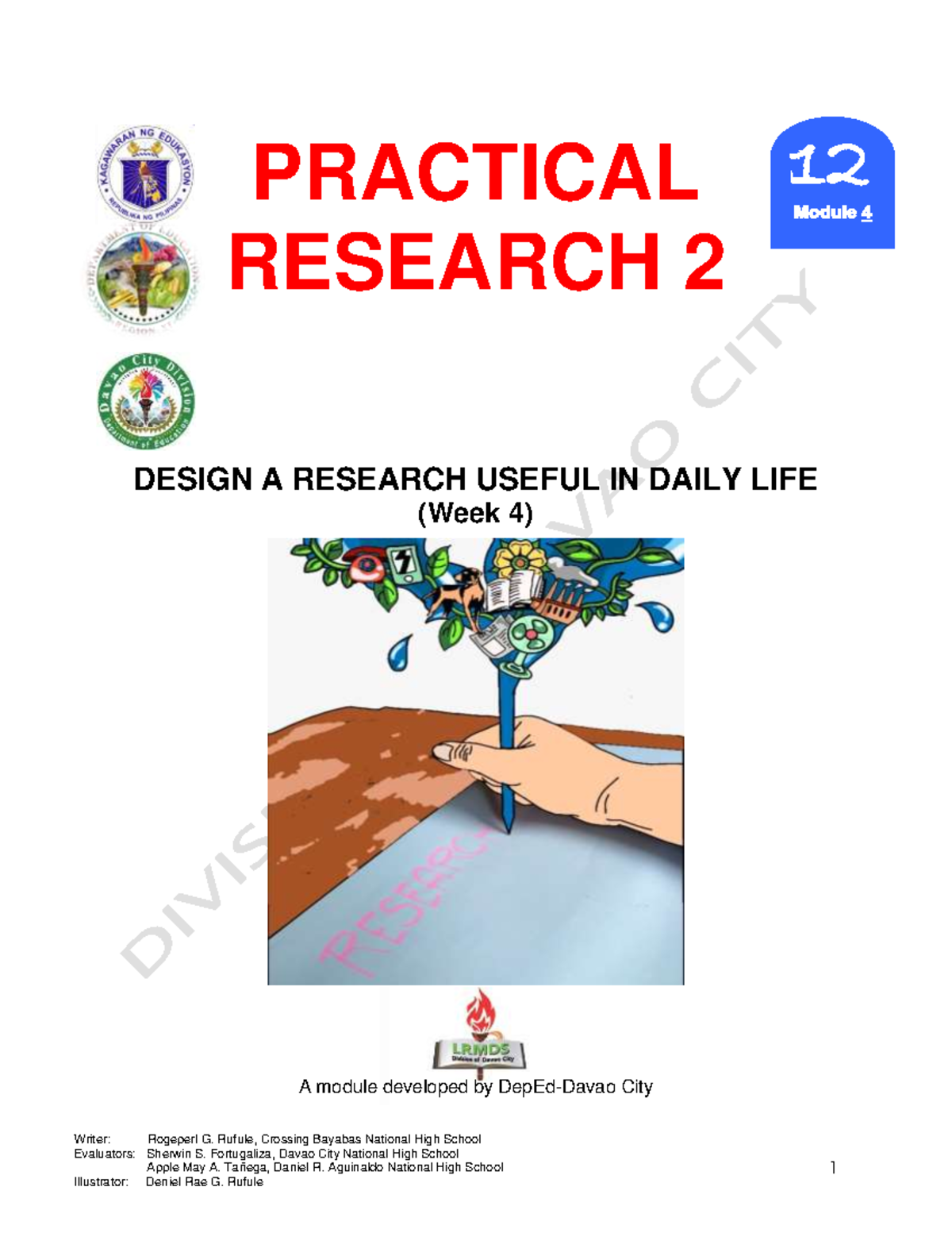 Q1-Practical-Research-2 Module-4-6-W4 - 1 PRACTICAL RESEARCH 2 DESIGN A ...