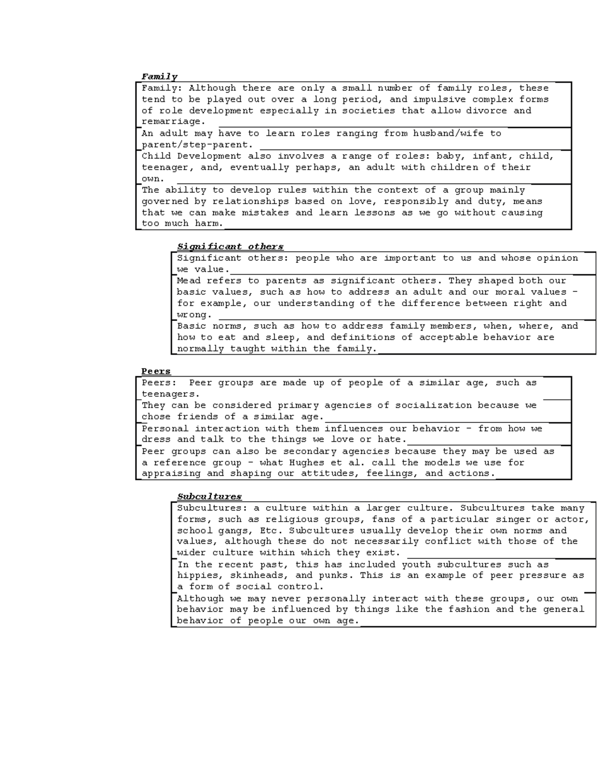 Sociology Notes on Family and Peers - Family Family: Although there are ...
