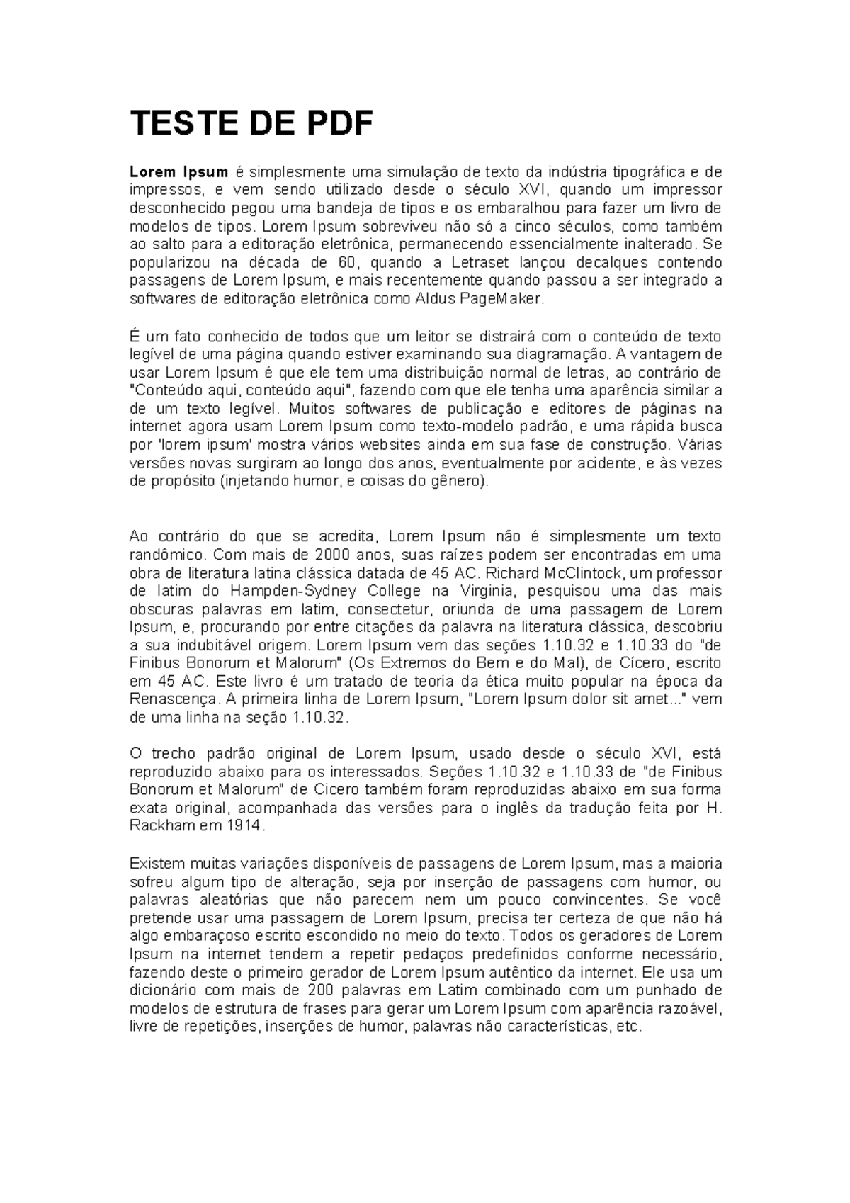 Teste PDF - TESTE DE PDF Lorem Ipsum é simplesmente uma simulação de ...