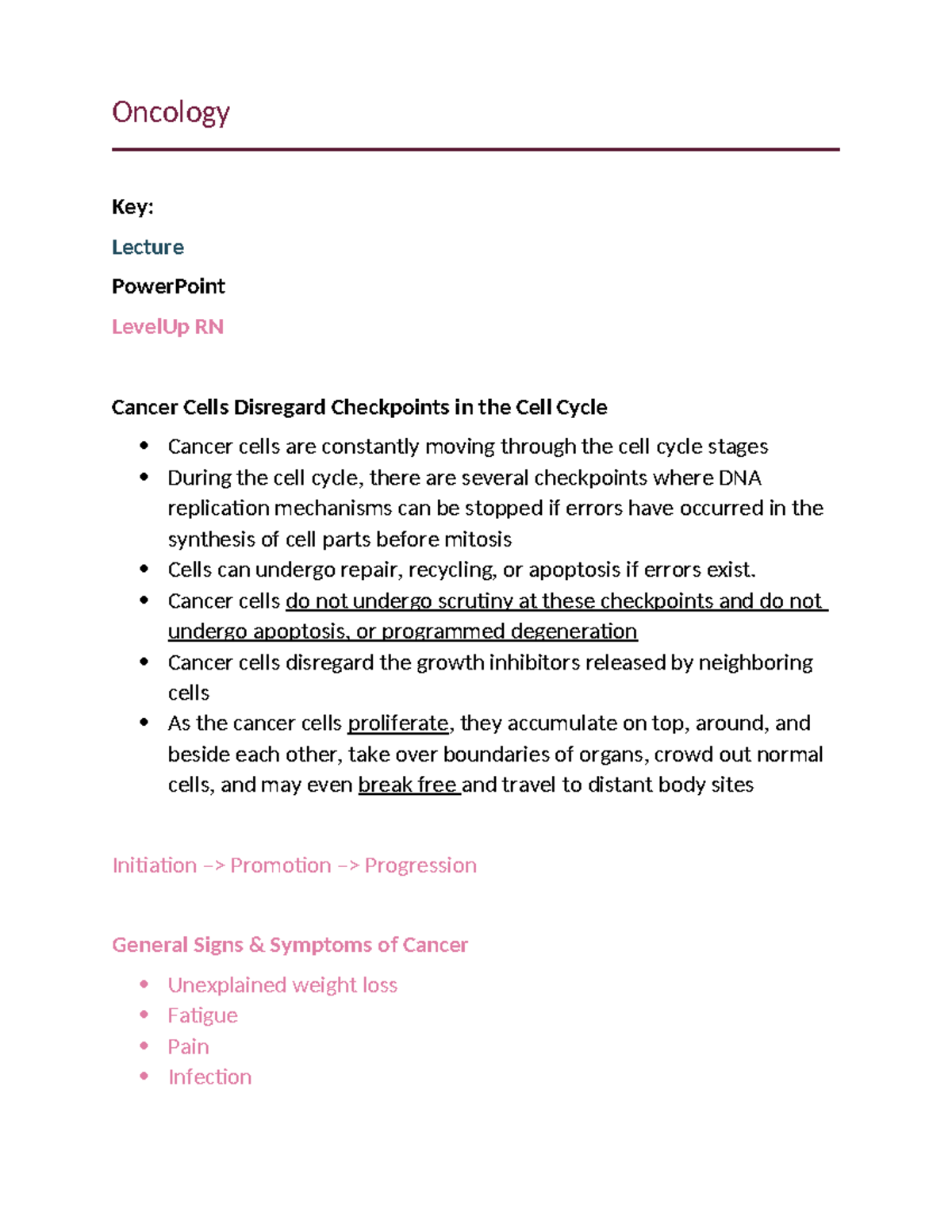 Oncology - Oncology Key: Lecture PowerPoint LevelUp RN Cancer Cells ...