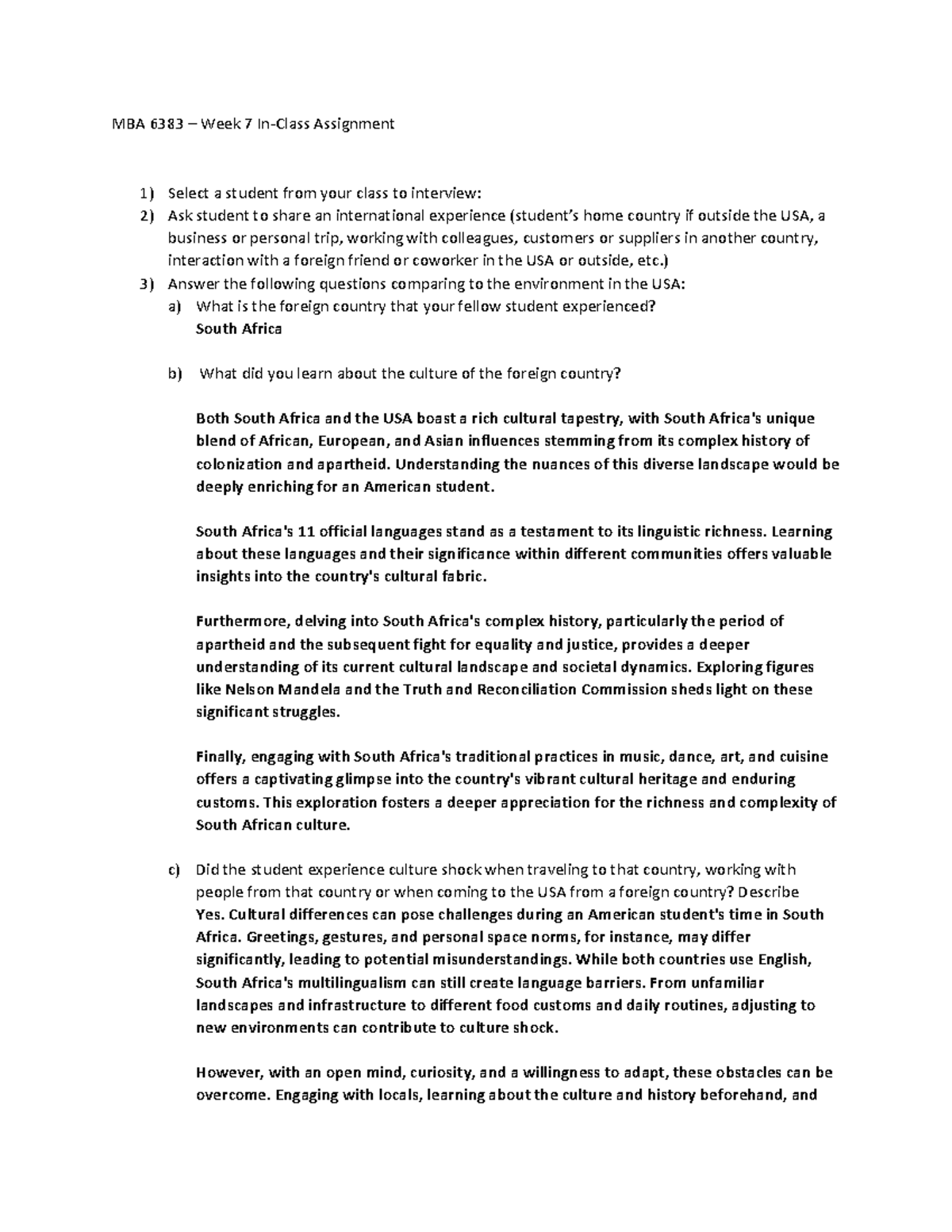 MBA 6383 - Week 7 In-class assignment - MBA 6383 – Week 7 In-Class ...