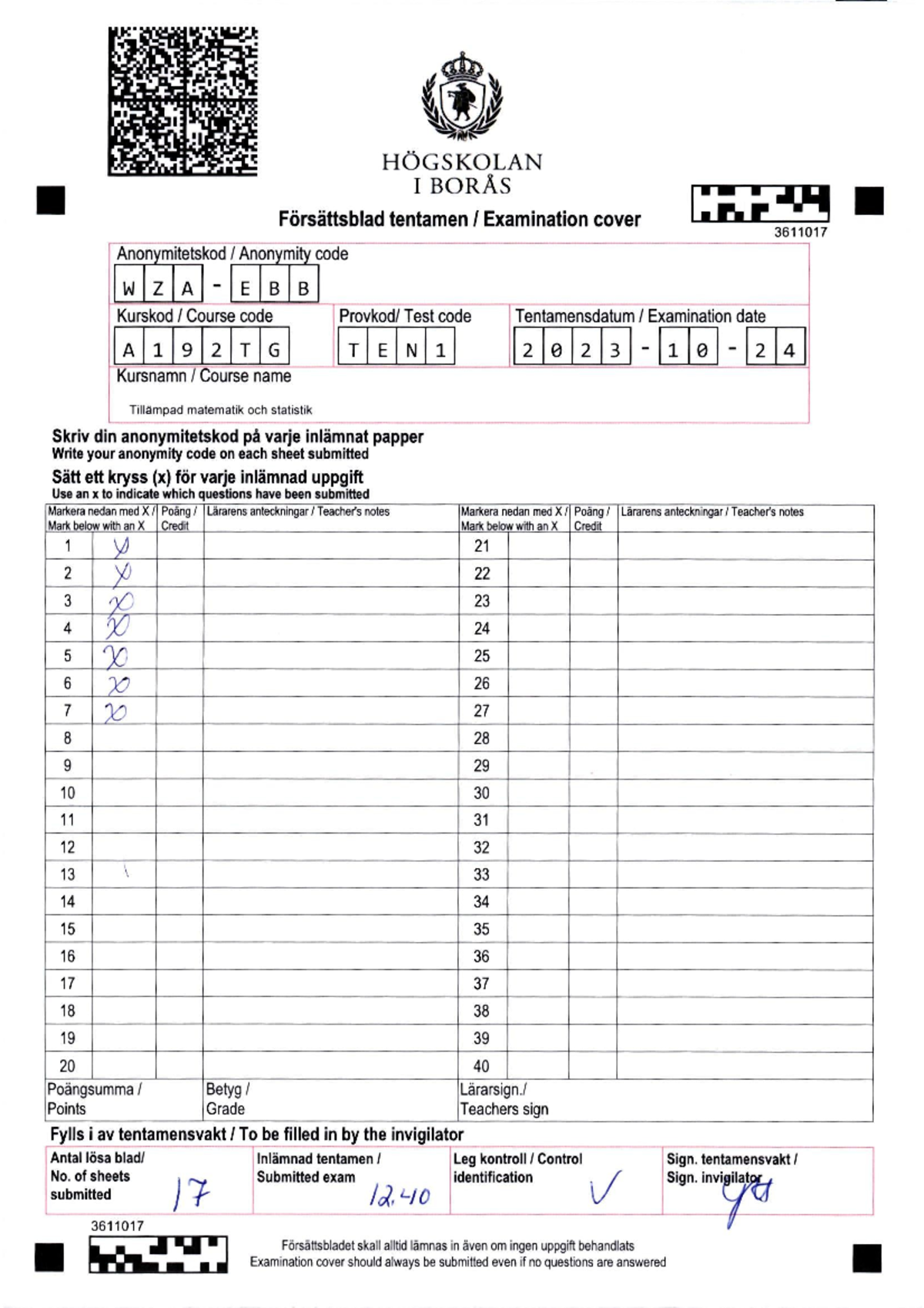 Tillämpande matematik och statistik - TH131A - Studocu