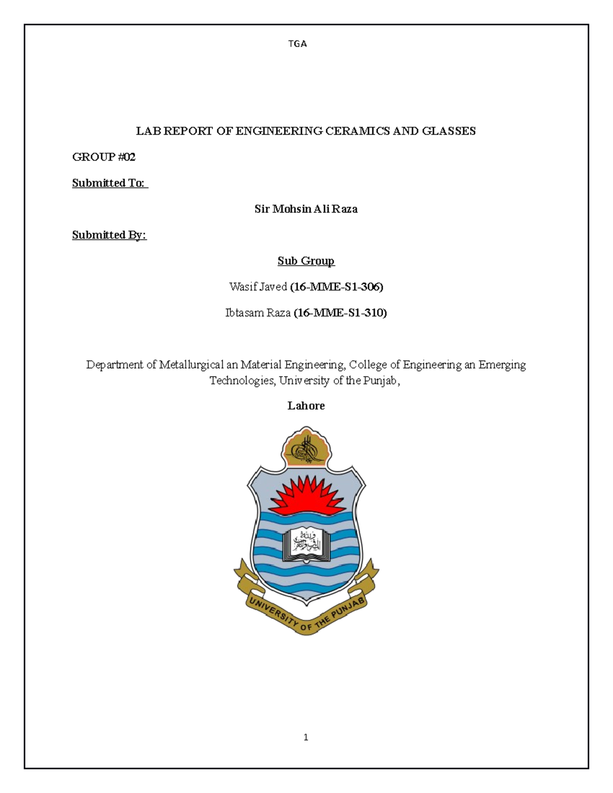 1658105777274 LAB Report OF Engineering Ceramics AND Glasses - LAB ...