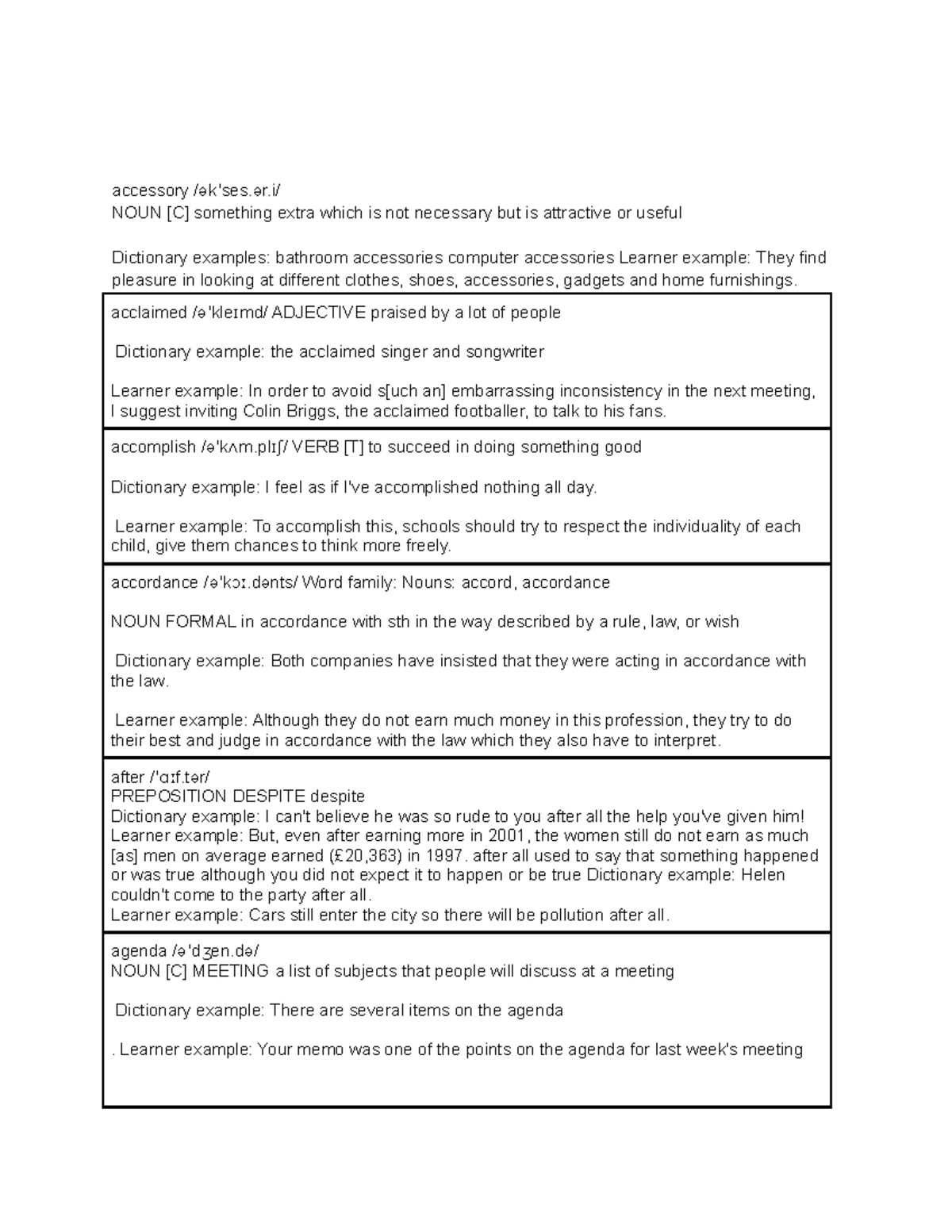 Level C1 Word List Level C1 Word List Accessory k Ses r NOUN C