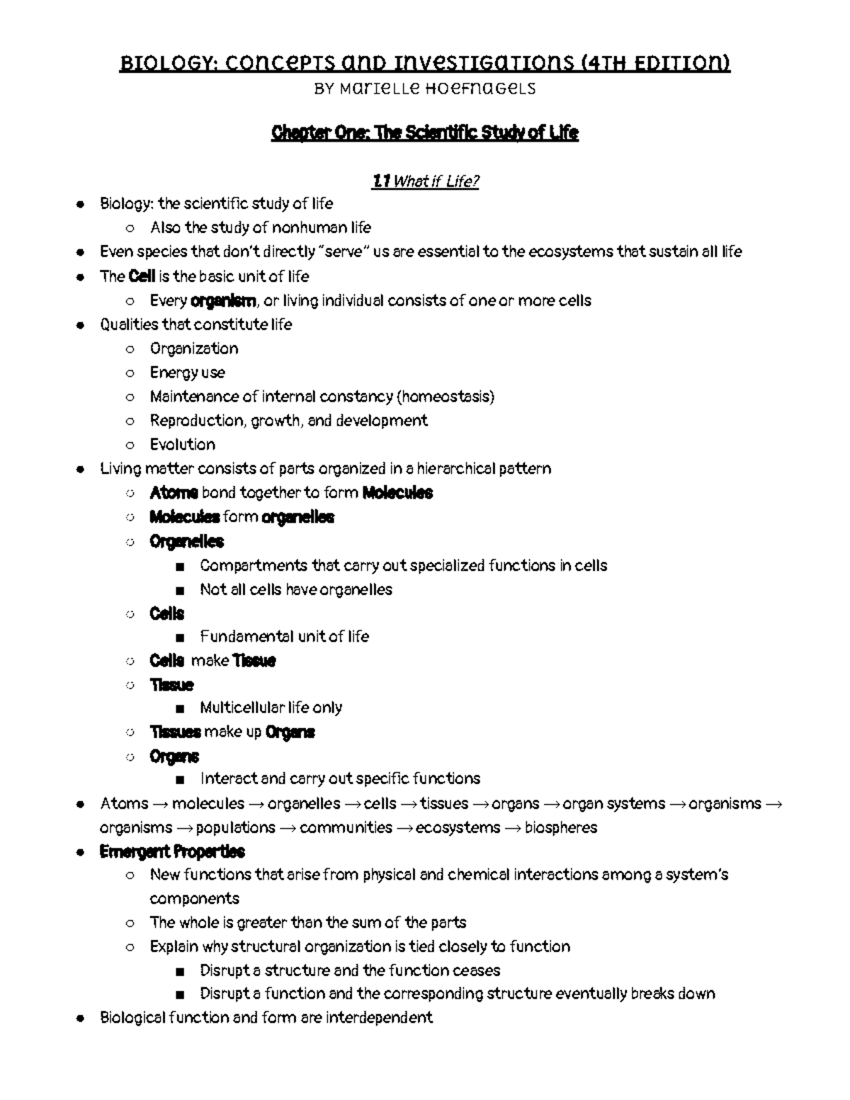 Chapter One The Scientific Study of Life - Biology - By Marielle ...