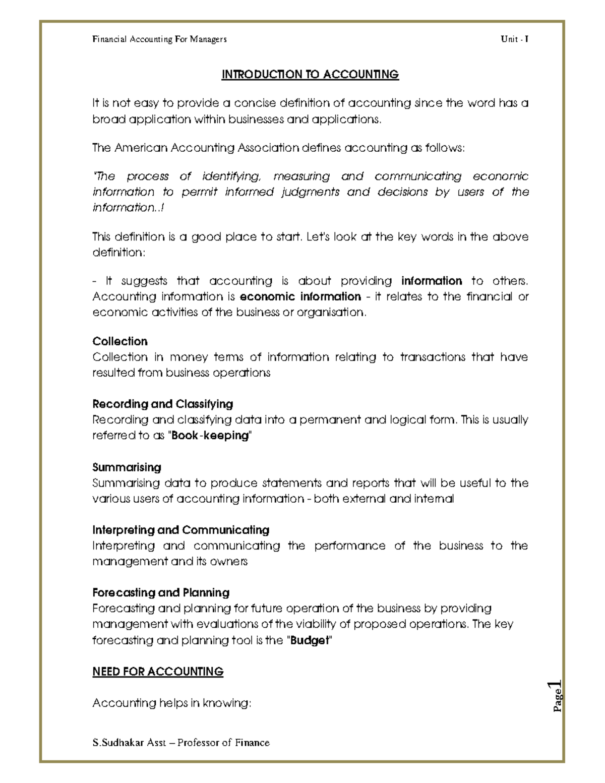 MBA Material - Summary Introduction to Financial Accounting - Page 1 ...