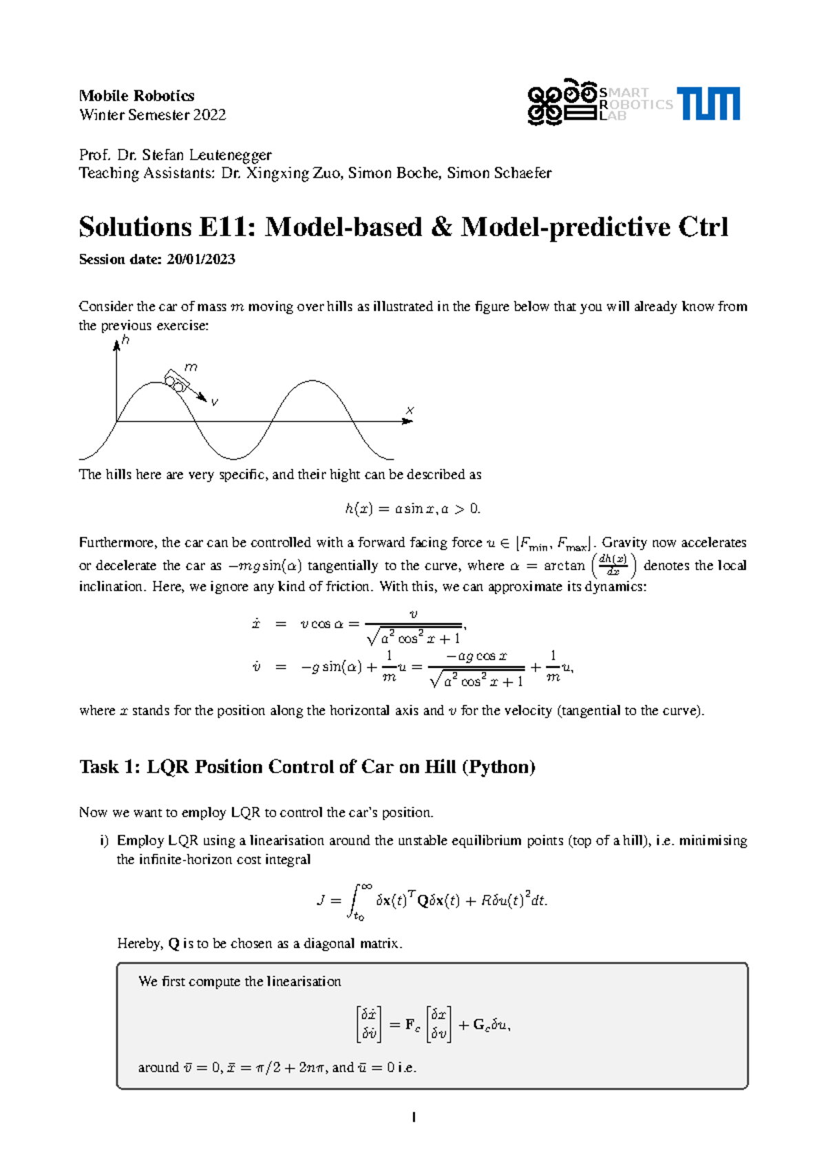 E11 sol - Solution to eleventh exercise sheet - Mobile Robotics SMART ...