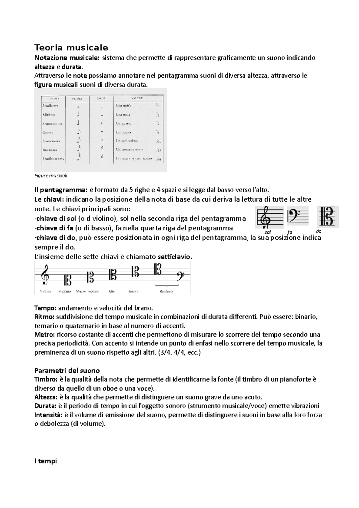 Teoria musicale - Teoria musicale Notazione musicale: sistema che ...