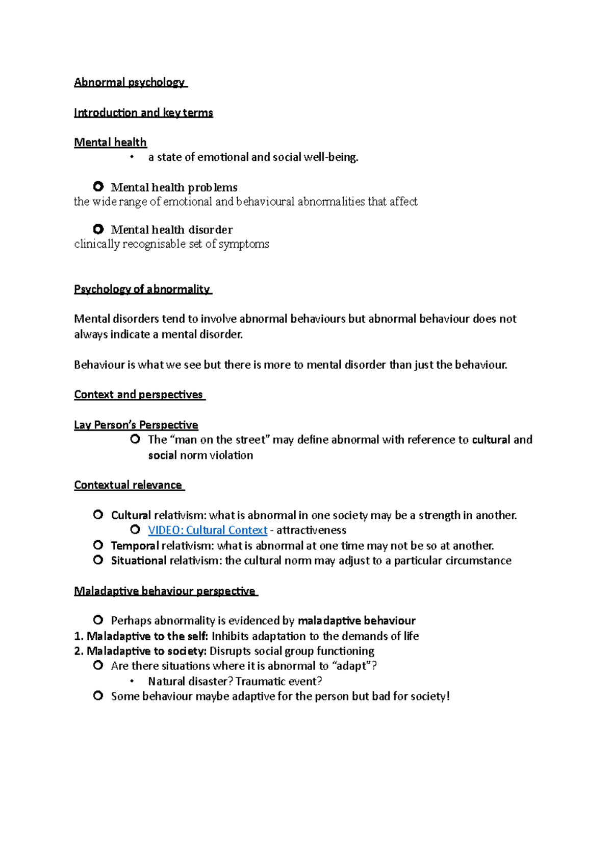 PSYC101 Lecture Week 12 - Abnormal psychology Introduction and key ...