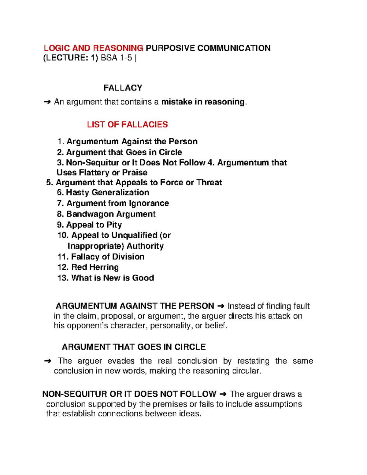 Logic AND Reasoning Purposive Communication - LOGIC AND REASONING ...