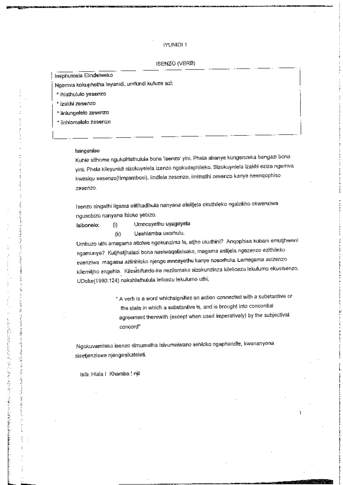 Iyunidi 1 Isenzo - SOC 210 - Studocu