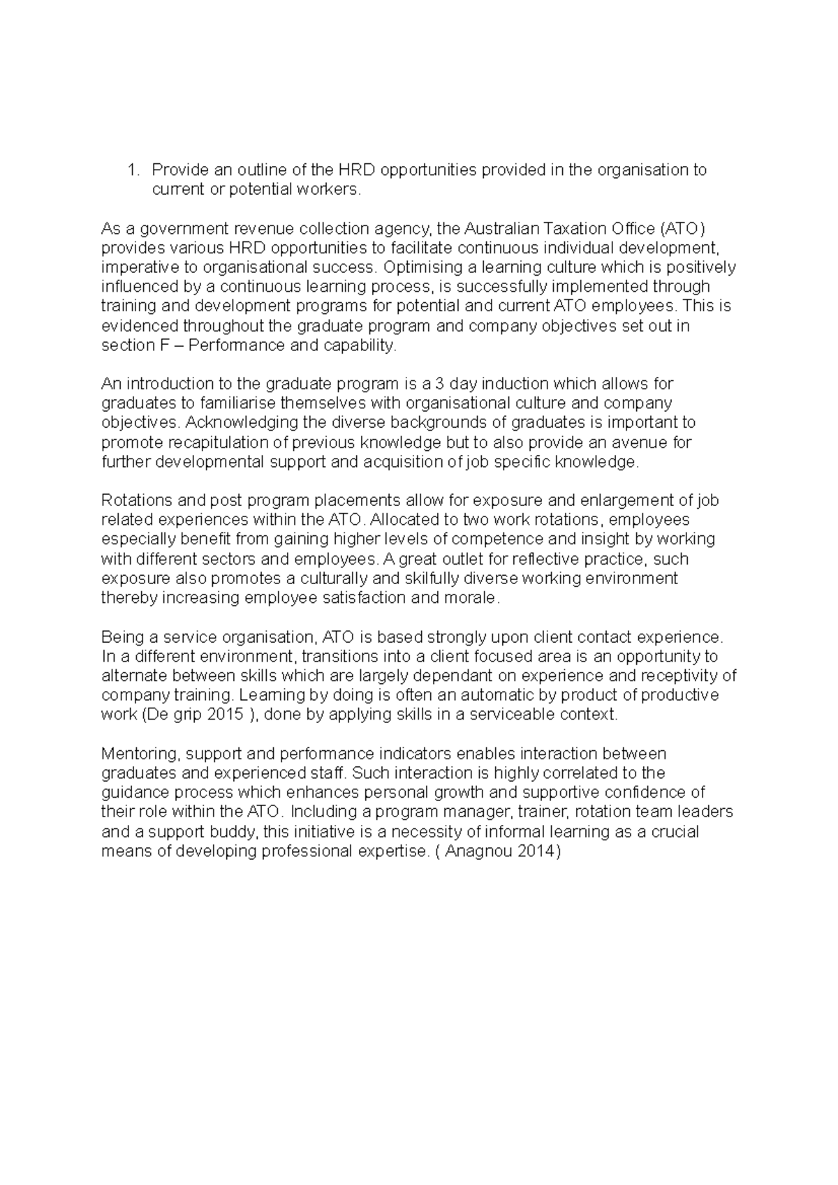 HRD Assessment - question 1 and reference list included - Provide an ...