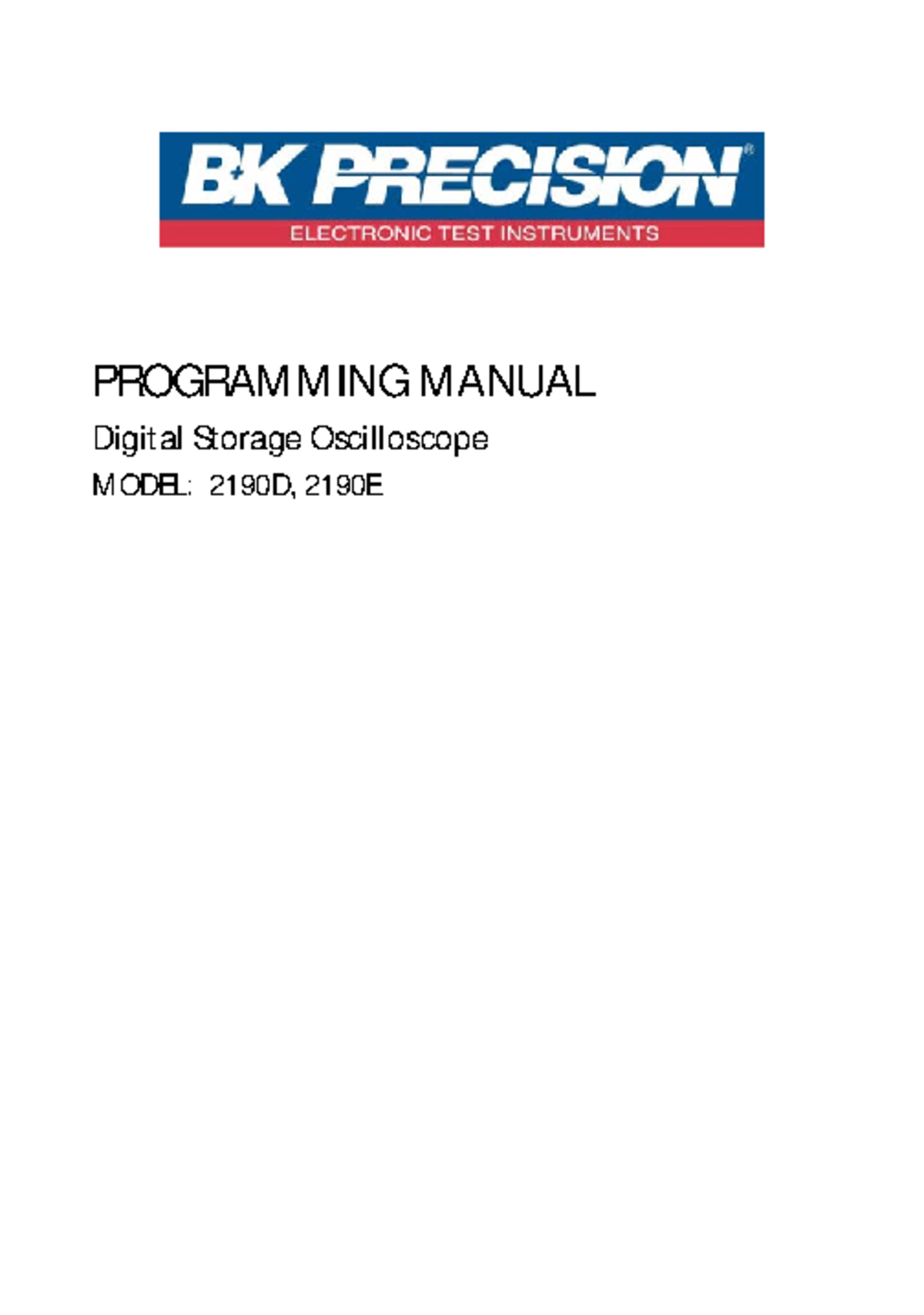 Osciloscopio 2190E programming manual - PROGRAMMING MANUAL Digital Storage Oscilloscope MODEL ...