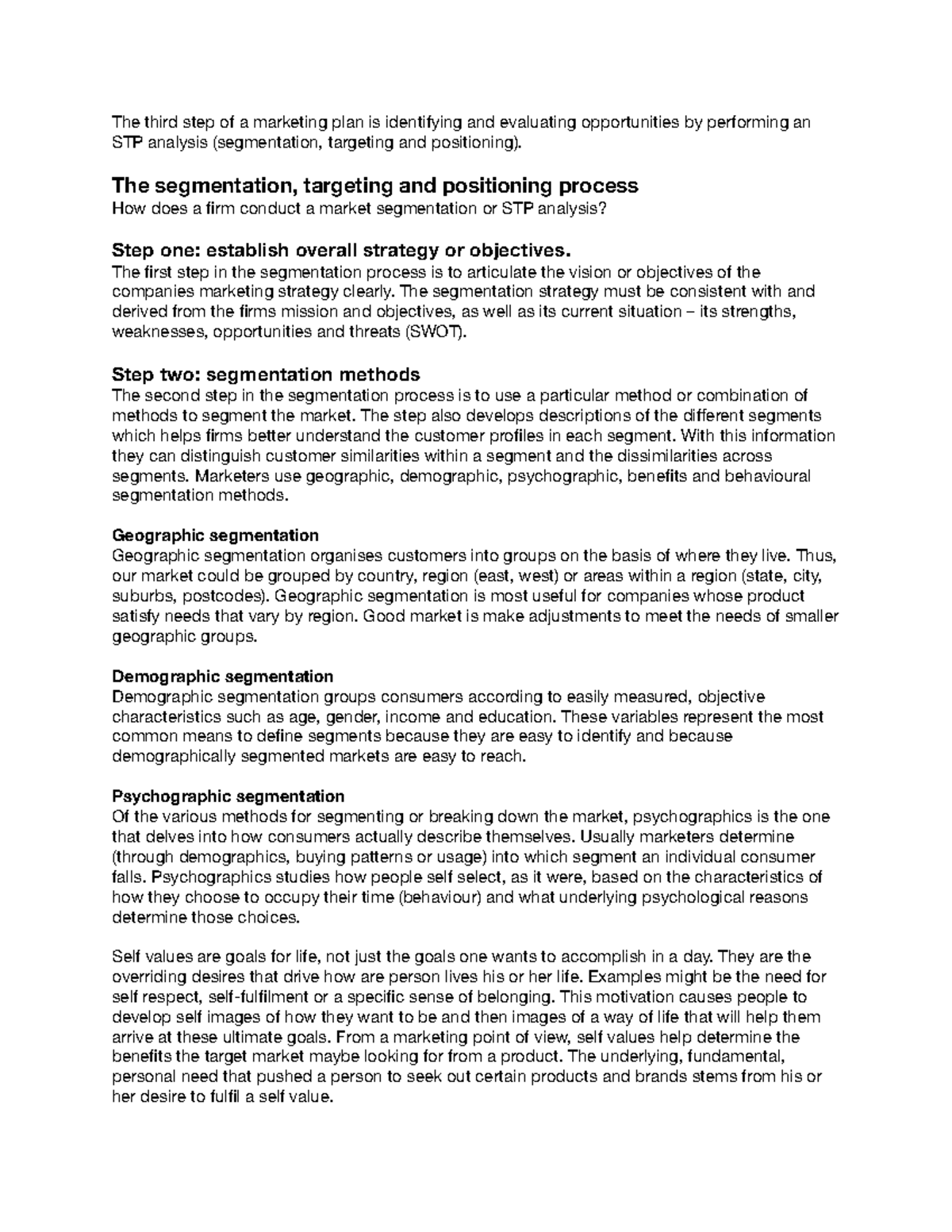 BSB126 Text Chapter 6 Segmentation, Targeting, and Positioning - The third step of a marketing ...