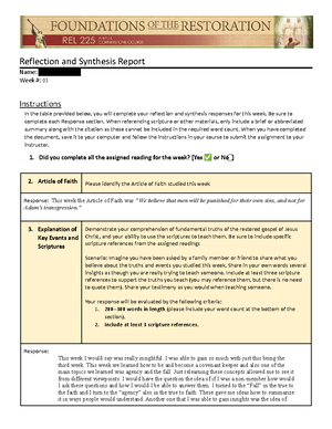 REL225C W05 Reflection And Synthesis - Reflection and Synthesis Report ...