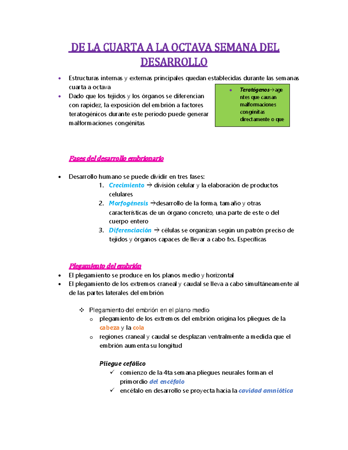 De la 4ta a la 8va semana del desarrollo - DE LA CUARTA A LA OCTAVA ...