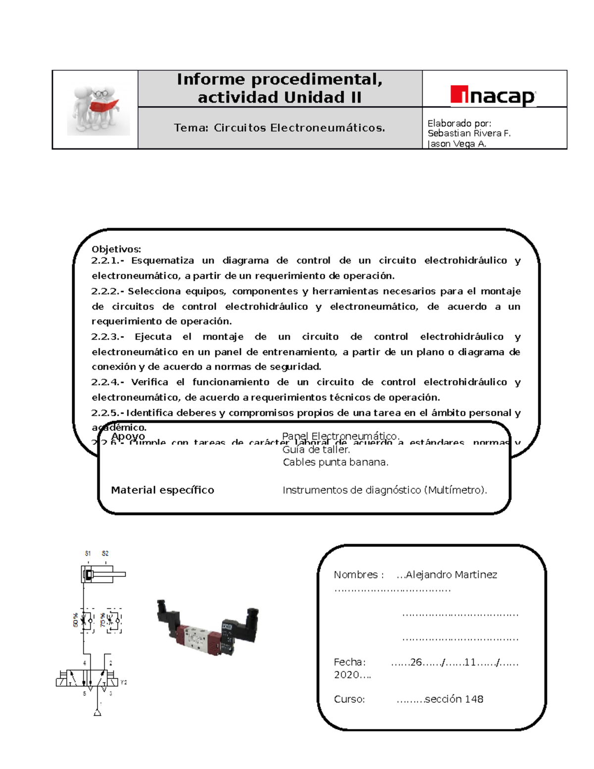 Informe Laboratorio Unidad II Circuitos Electroneumatica - Informe procedimental, actividad ...
