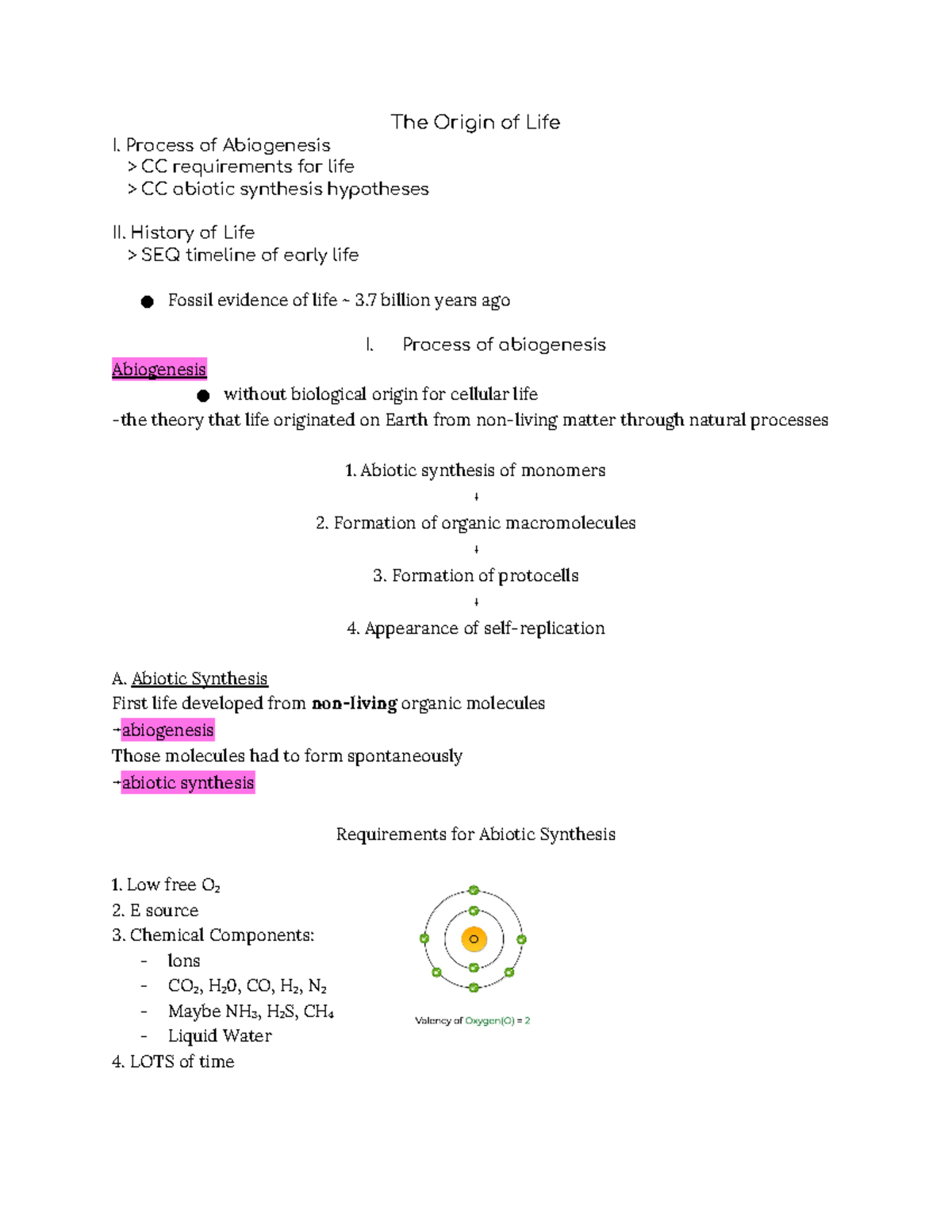 GB lecture #4 8/12/2024 - The Origin of Life I. Process of Abiogenesis ...