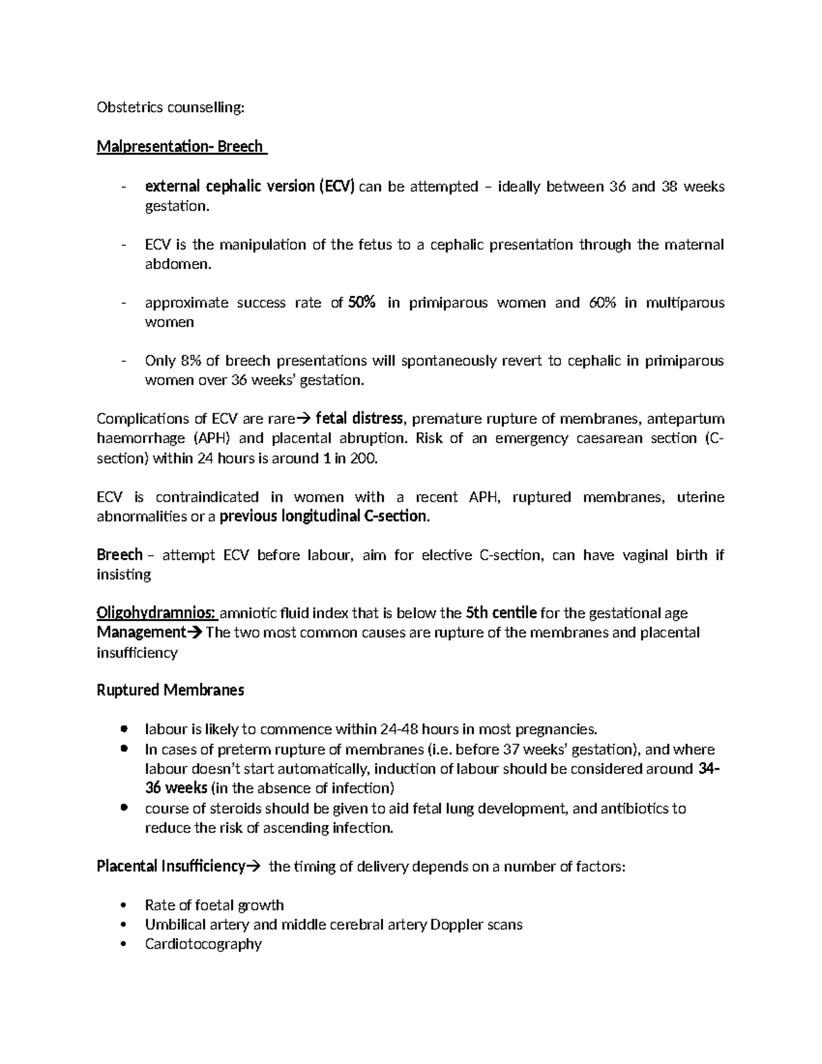 Obstetrics counselling - Obstetrics counselling: Malpresentation ...