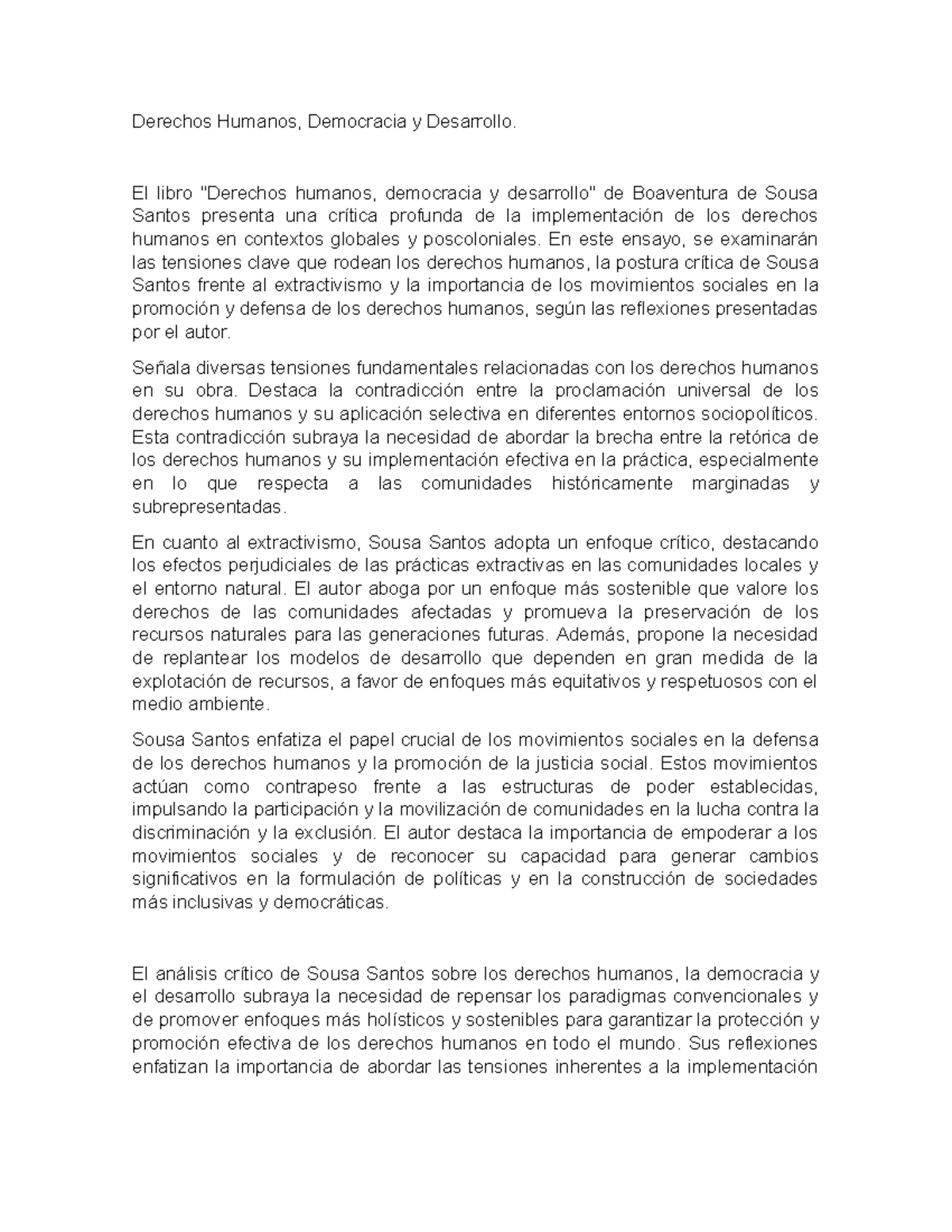 Derecho s Humanos democracia y desarrollo - El libro "Derechos humanos, democracia y - Studocu