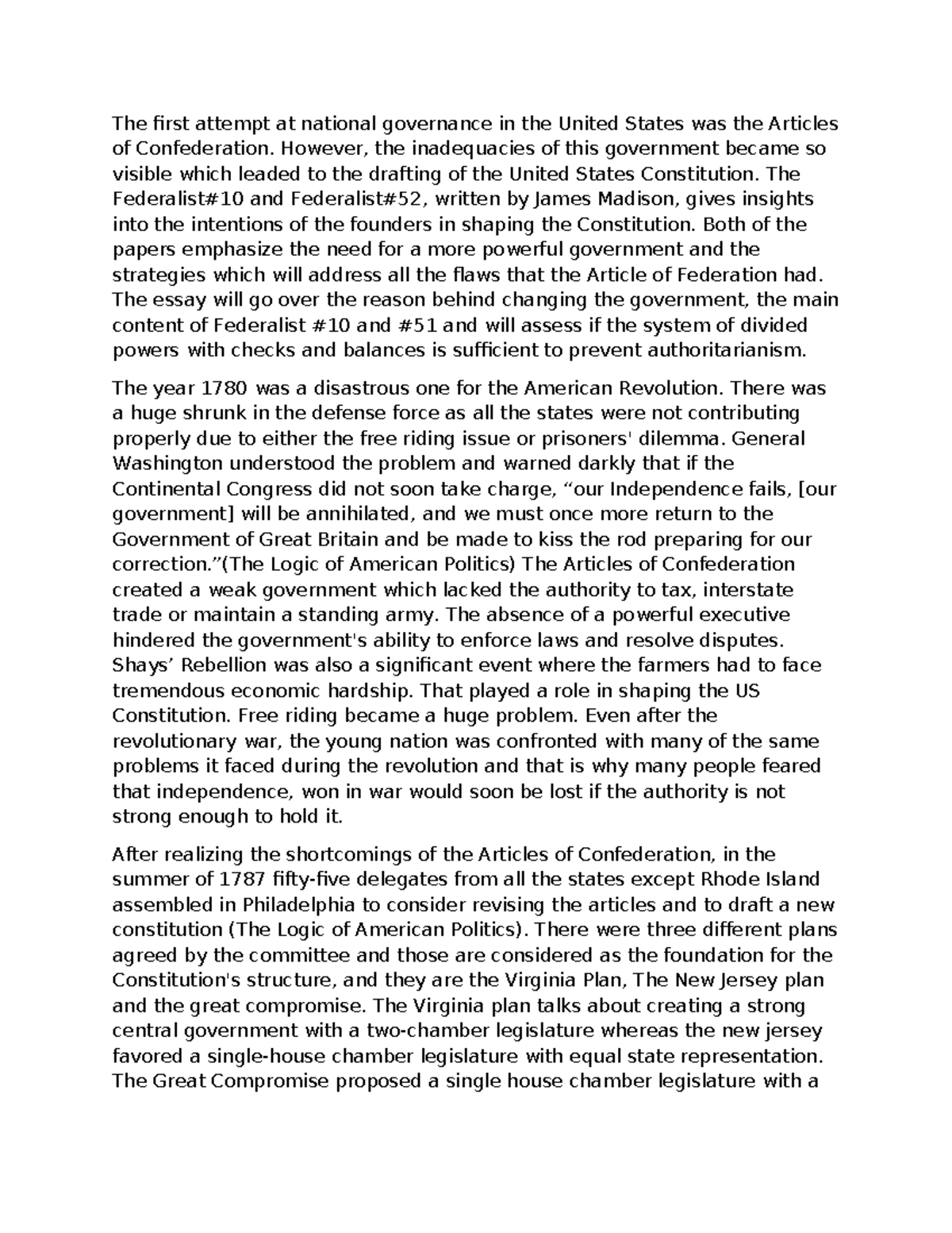 The United States already had a constitution - The first attempt at ...