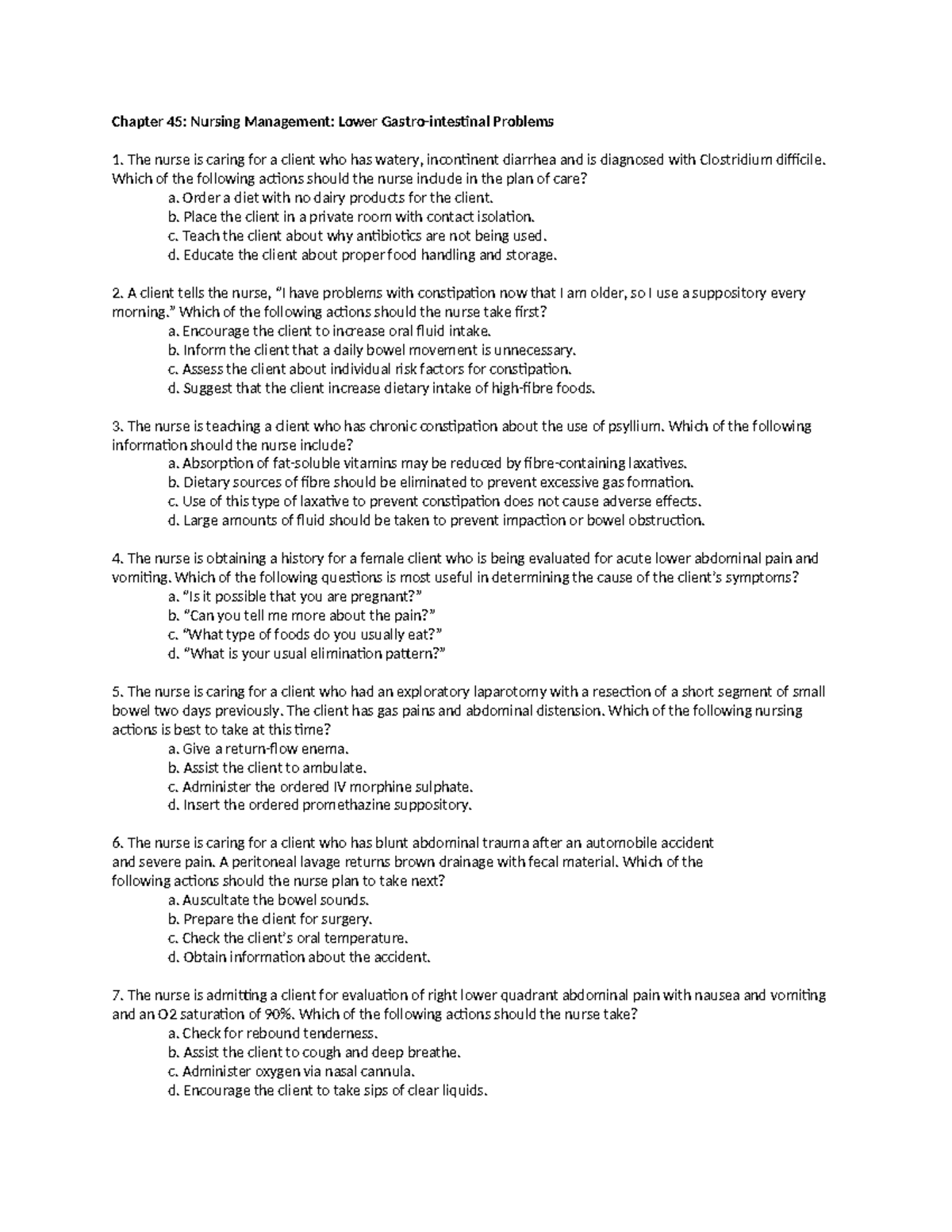 4 Ch45 Lower Gastro-intestinal Problems P - Chapter 45: Nursing ...