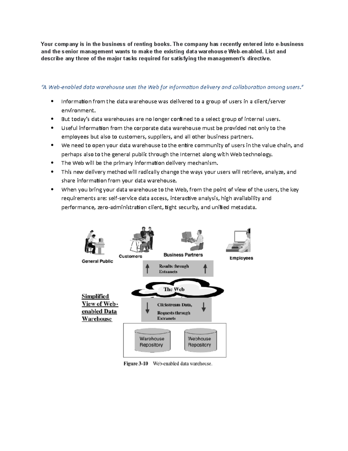 Web enabled Data warehousing - Your company is in the business of ...